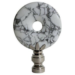 Marbled White Howlite Lamp Finials on Bronze Hardware - White and Grey ...