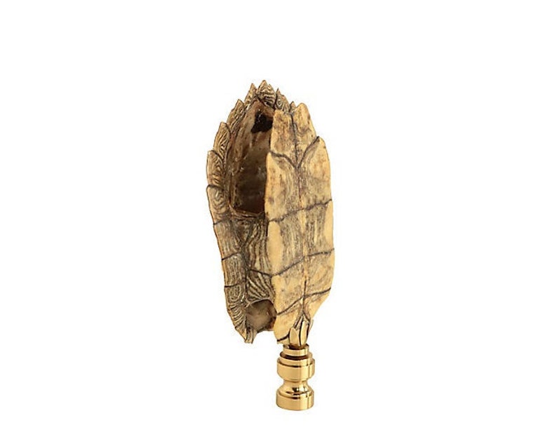Gold Gilded Turtle Shell Shell Lamp Finial on Shiny Brass Hardware - Etsy