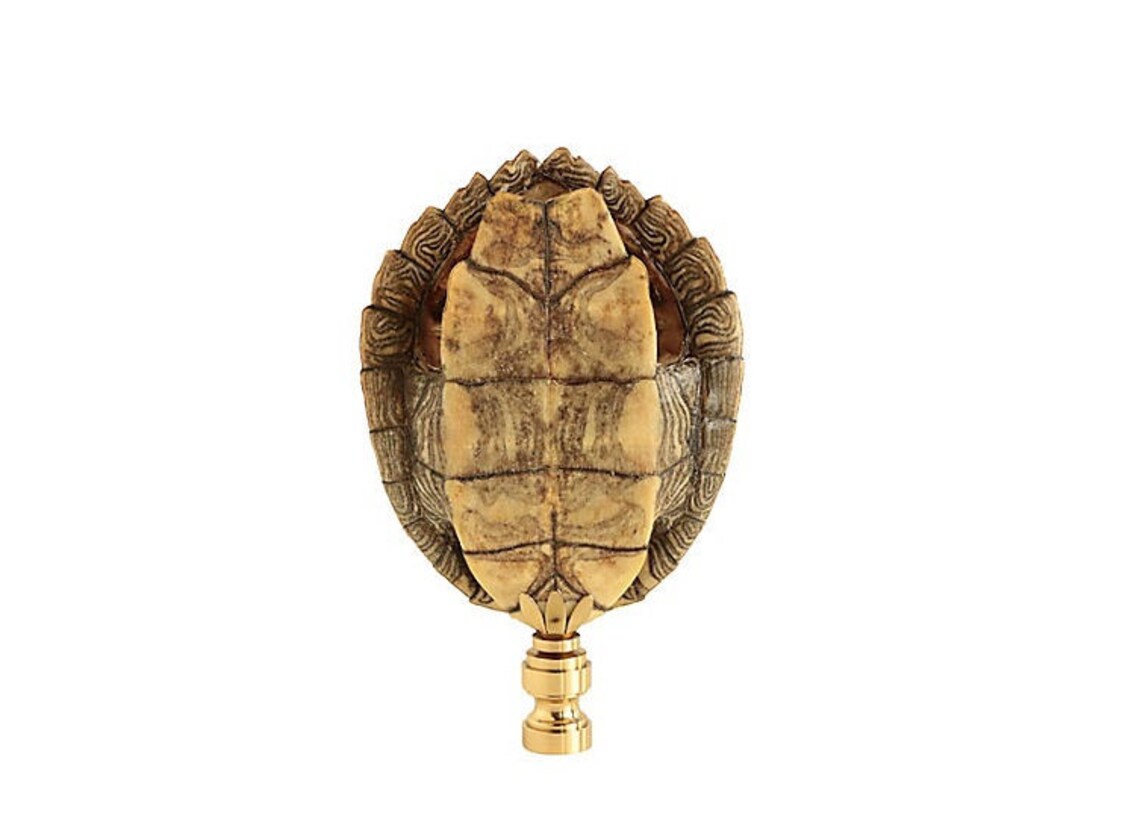 Gold Gilded Turtle Shell Shell Lamp Finial on a Shiny Brass - Etsy