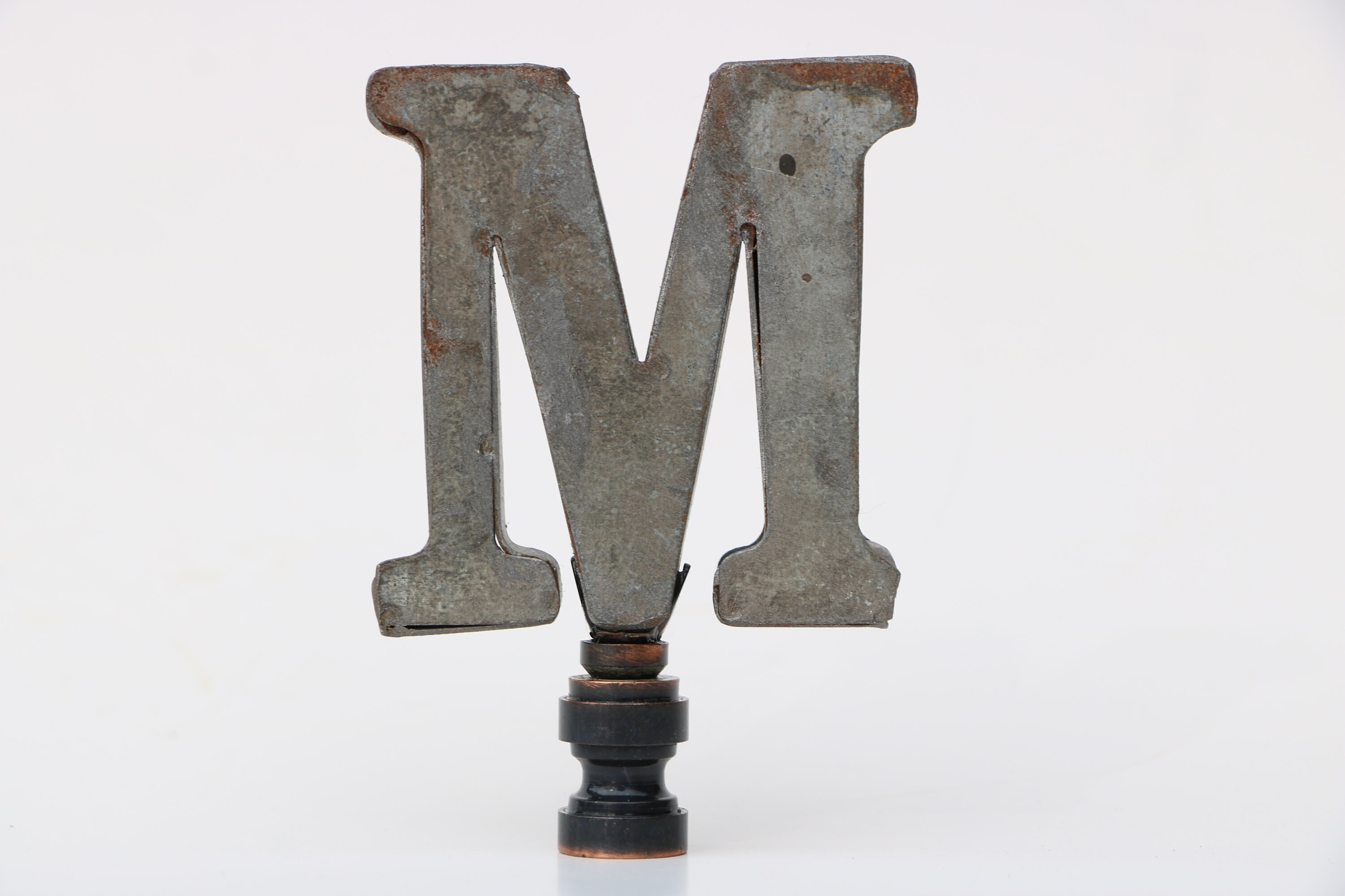 Marquee Style Letter M Monogram Lamp Finial - Primitive Tin Letter M ...