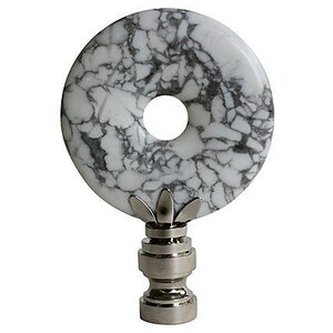 Marbled White Howlite Lamp Finials on Bronze Hardware - White and Grey ...