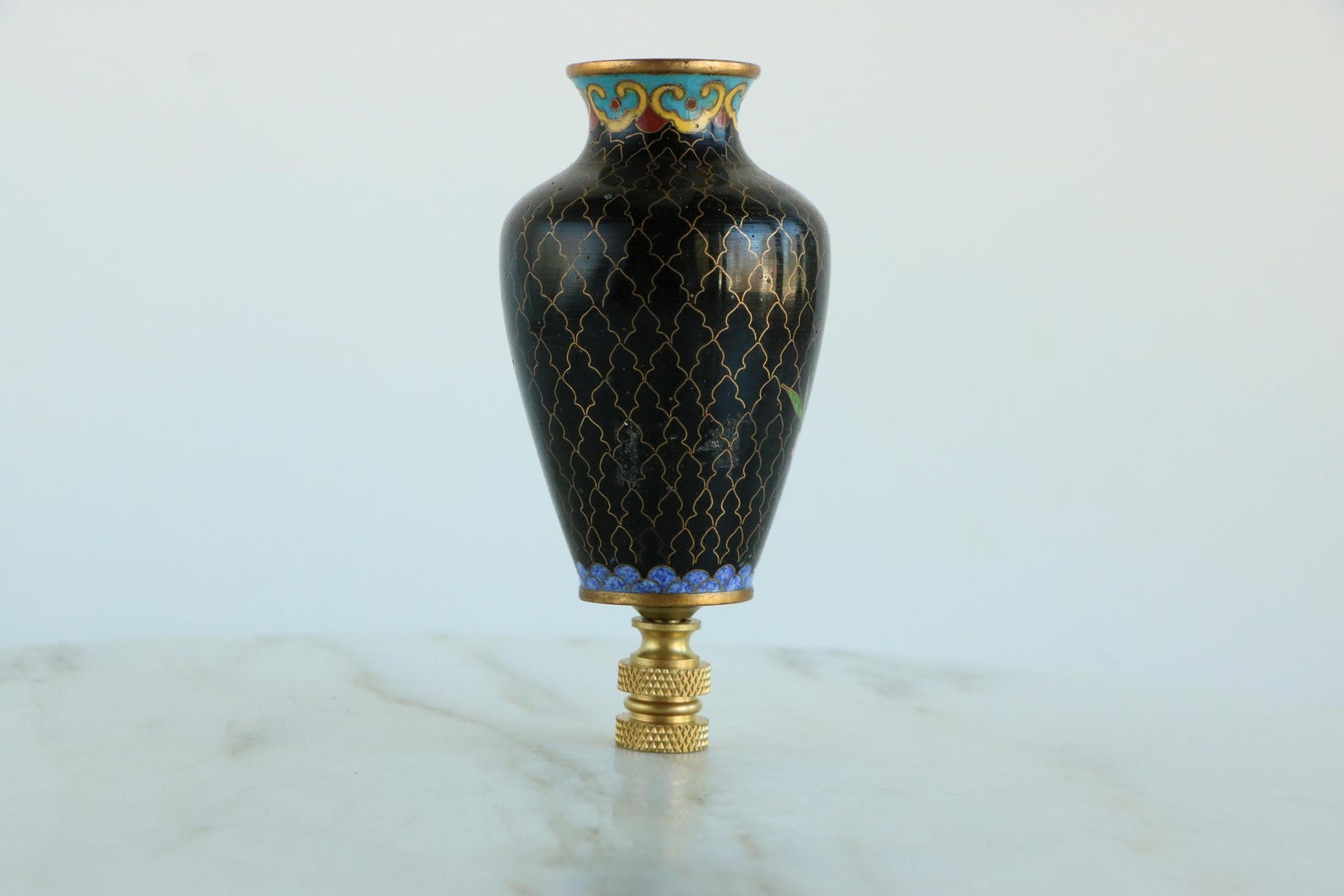 Chinese Cloisonne Vase Lamp Finial on Brass Hardware - Etsy