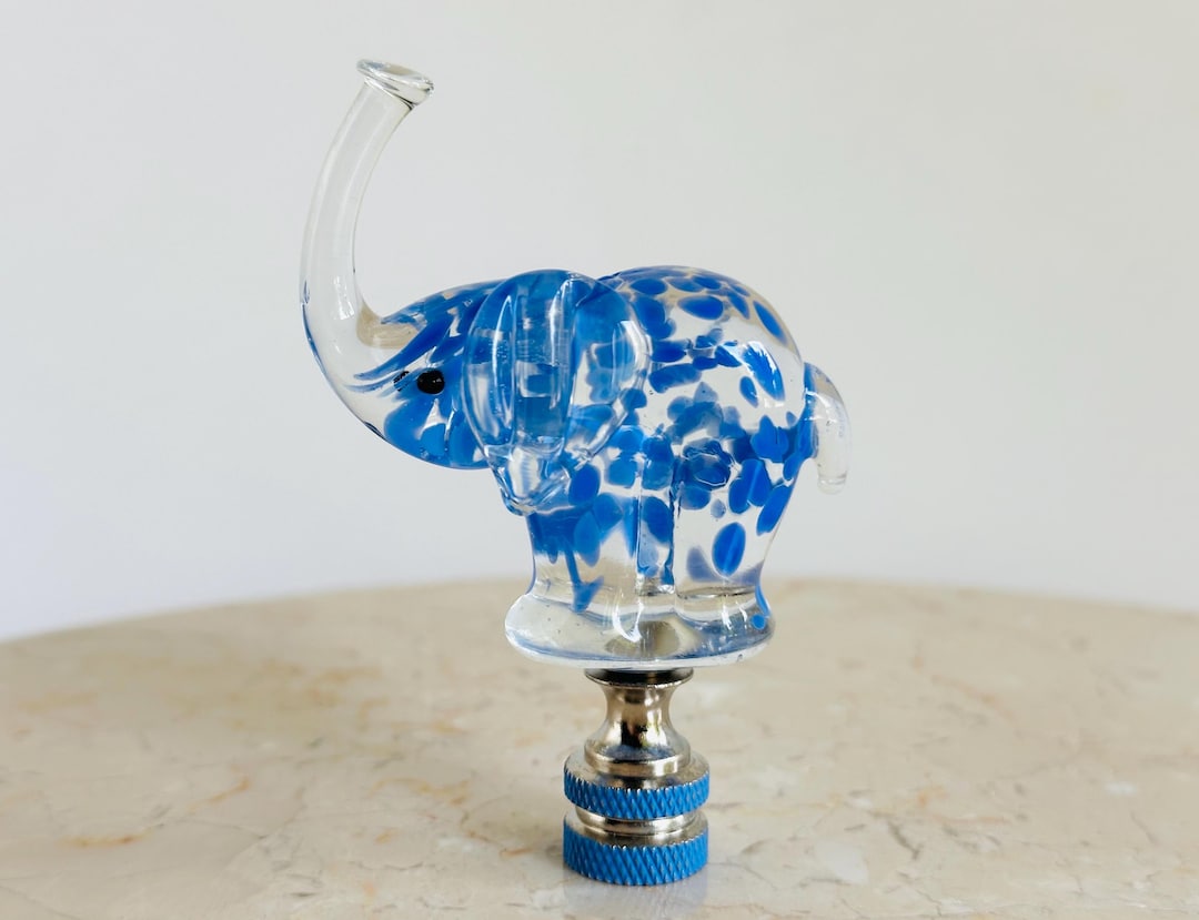 Elephant Blown Glass Lamp Finial - Blue, Red, or Yellow Glass Elephant ...
