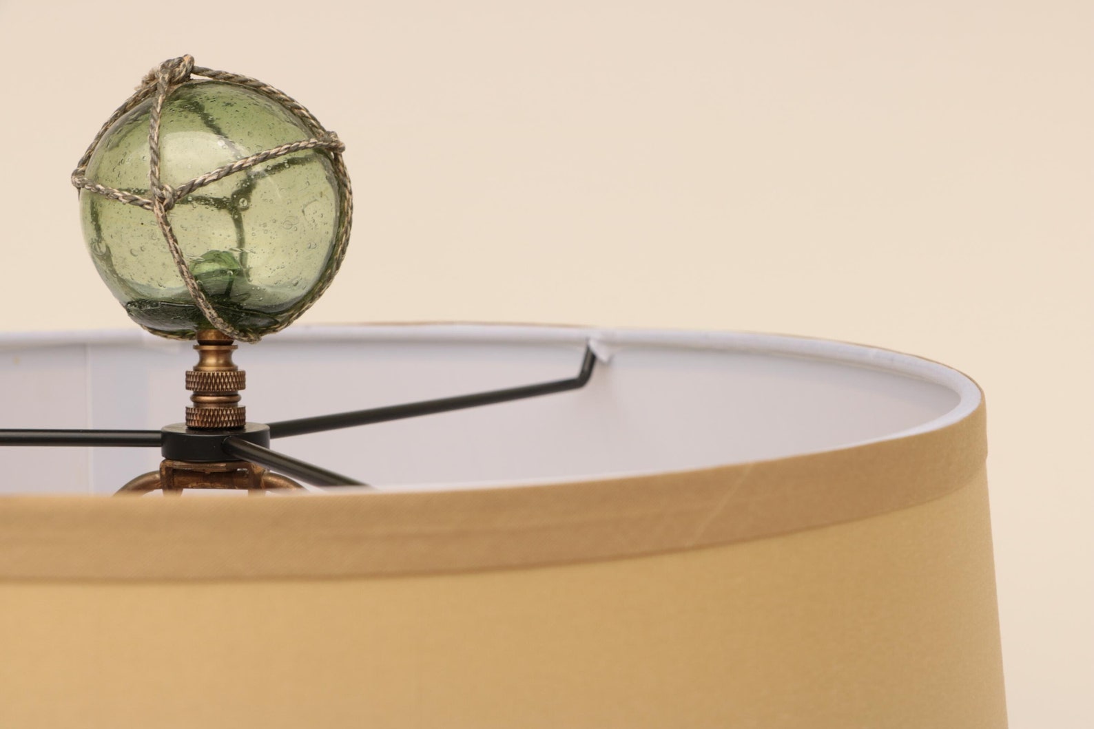 Netted Aqua Glass Lamp Finials on Bronze Hardware - A Single Lamp ...