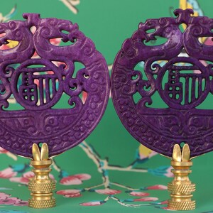 Asian Lamp Finials Chinese Calligraphy Symbols on Brass Hardware A ...