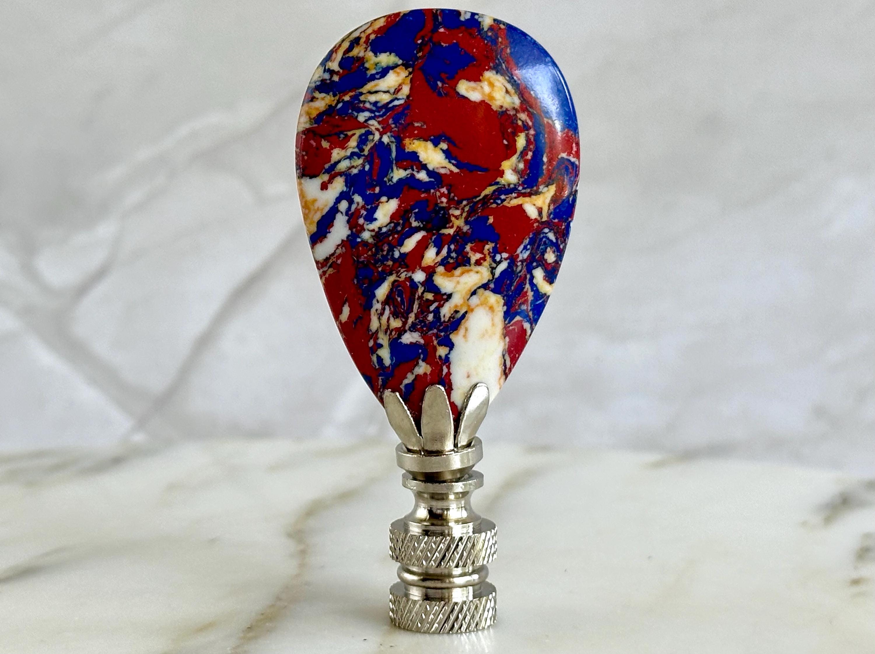 Marbled Lamp Finial in Red White & Blue on Shiny Chrome Hardware - Etsy