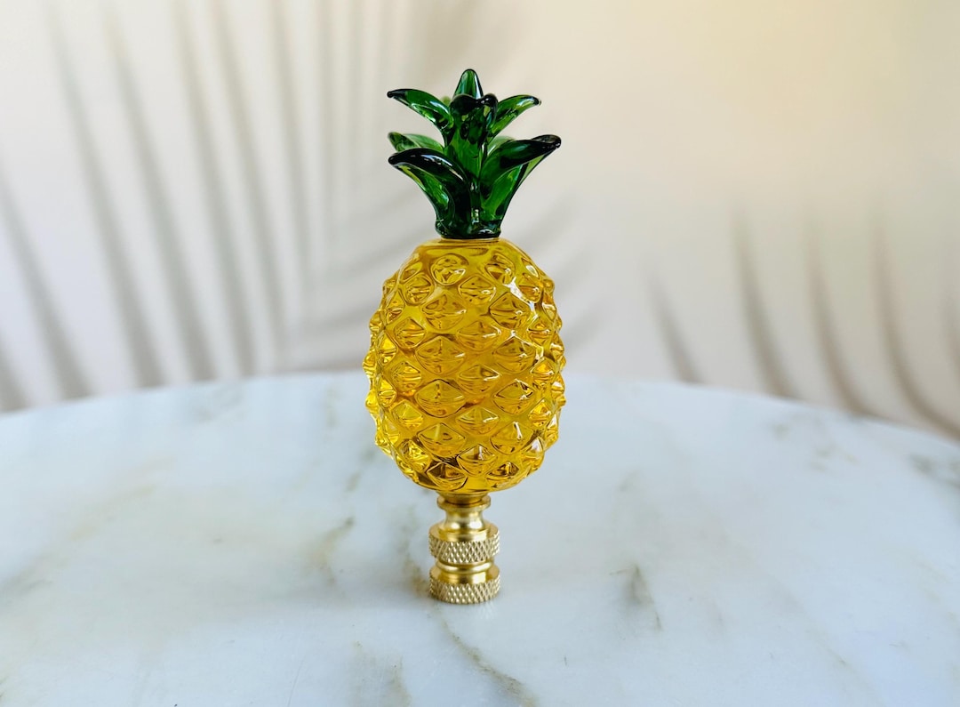 Pineapple Glass Lamp Finial on Brass Hardware - Traditional Tropical ...