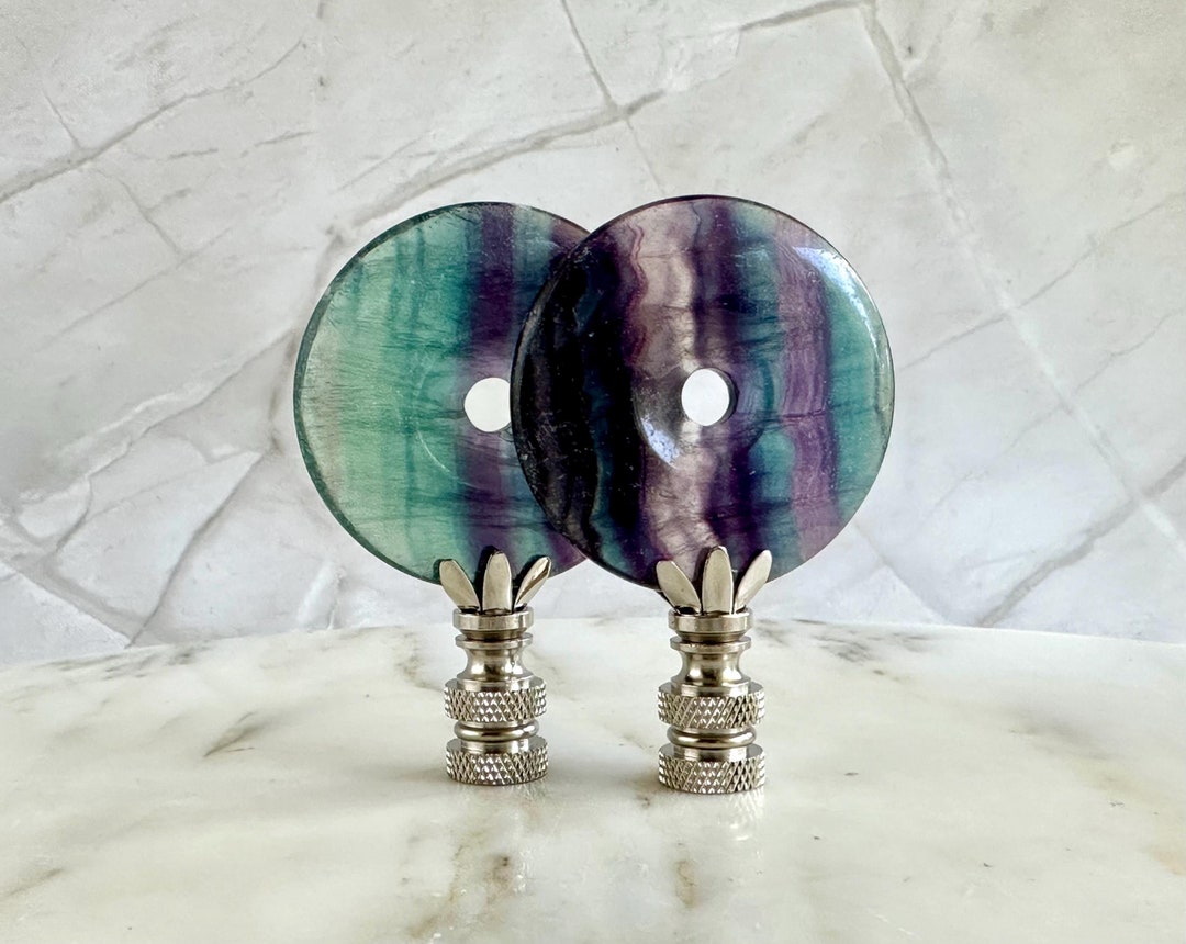 Fluorite Mineral Lamp Finials on Chrome Hardware - Green, Purple, and ...