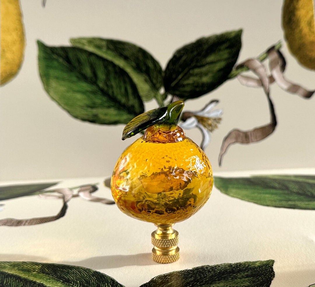 Glass Lemon Lamp Finial: Brass Hardware, Yuzu Fruit Lamp Topper - Etsy