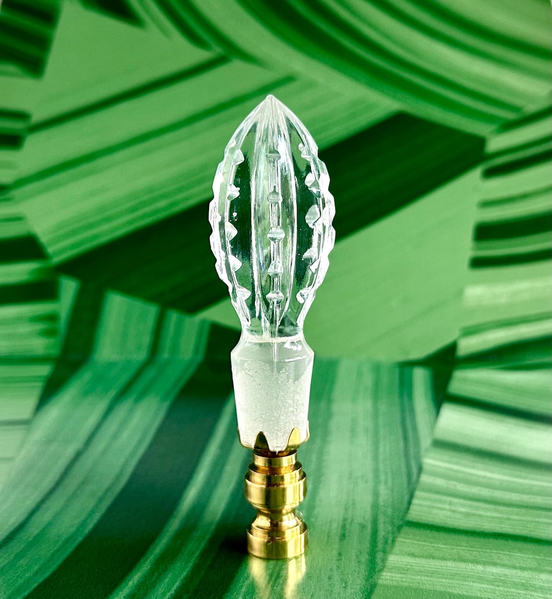 Cut Crystal Lamp Finial on Brass Hardware - Clear Glass Bottle Stopper ...