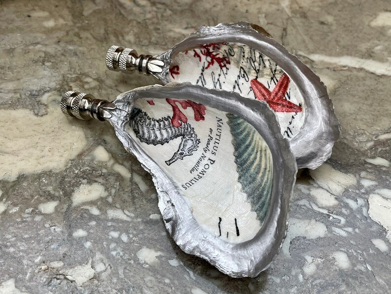 Seafarer's Oyster Sea Shell Lamp Finials in Silver - Etsy