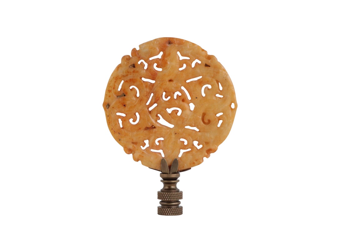 Chinese Reticulated Stone Lamp Finial in Toasted Yellow on Bronze ...