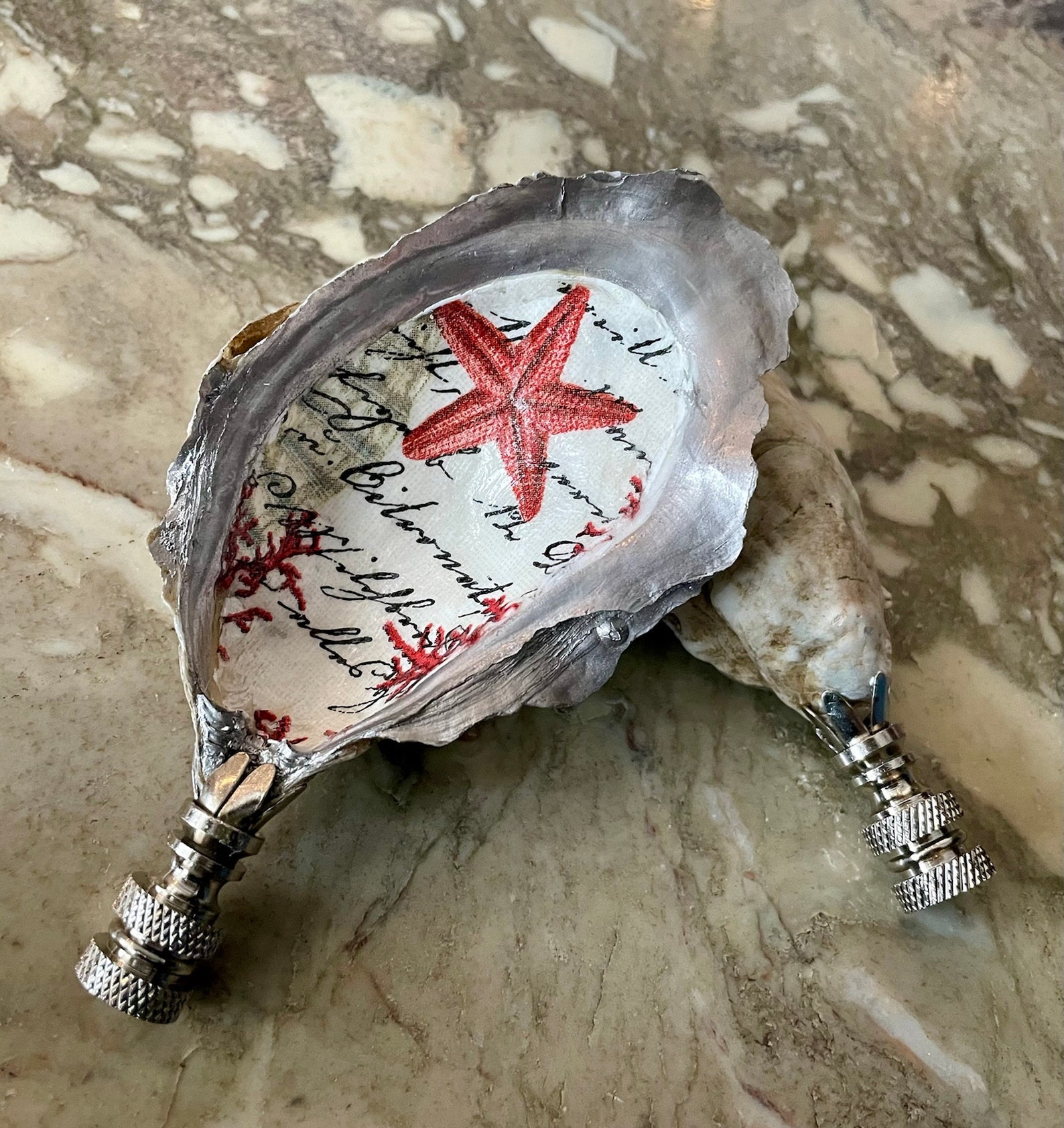 Seafarer's Oyster Sea Shell Lamp Finials in Silver - Etsy