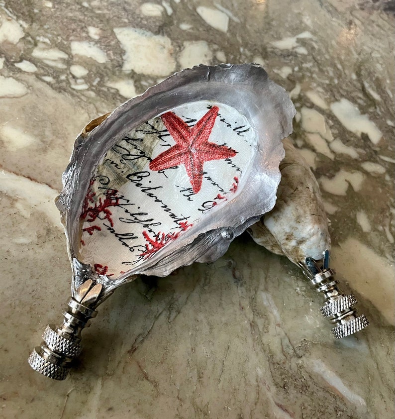 Seafarer's Oyster Sea Shell Lamp Finials in Silver | Etsy