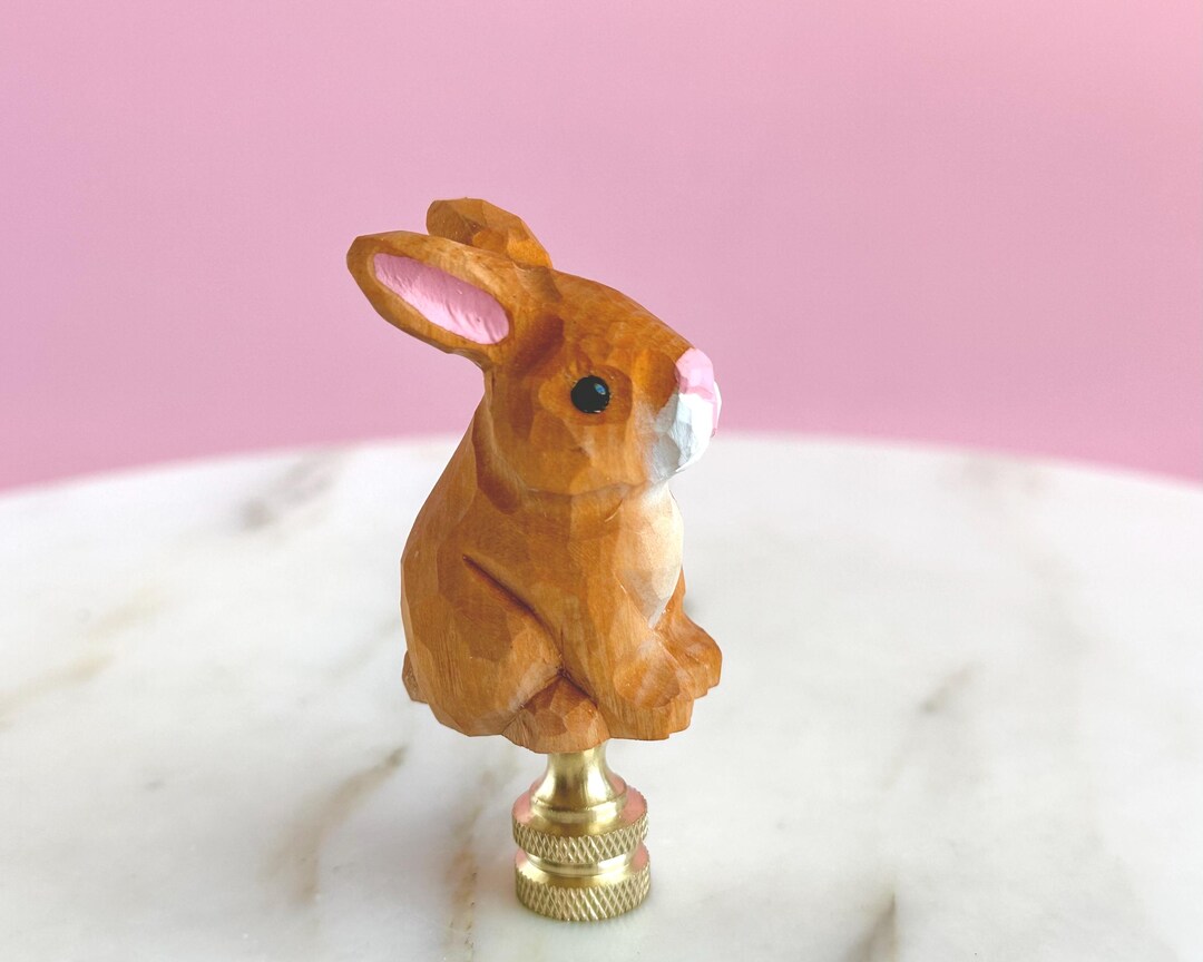 Easter Bunny Lamp Finial on Brass Hardware - Little Brown Rabbit Lamp ...