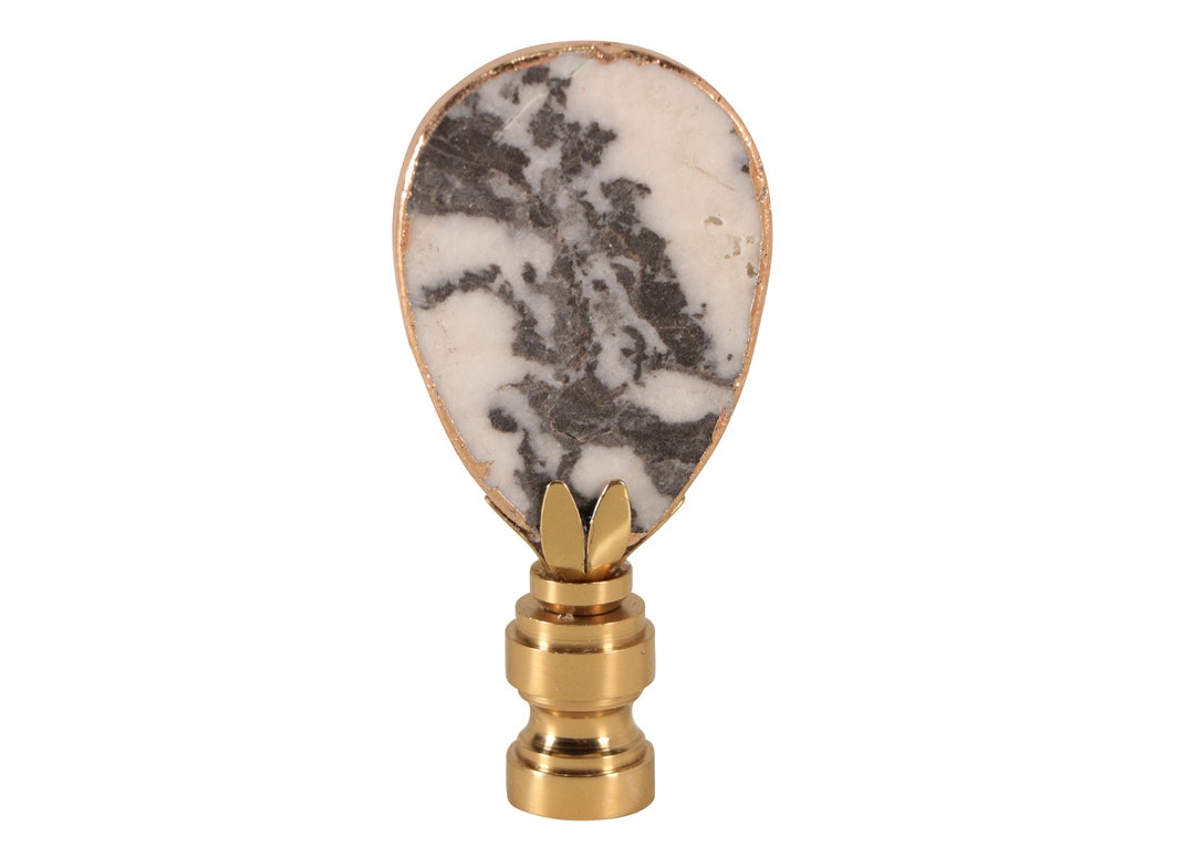 Panda Marble Lamp Finial on Shiny Brass Hardware - Black & White ...