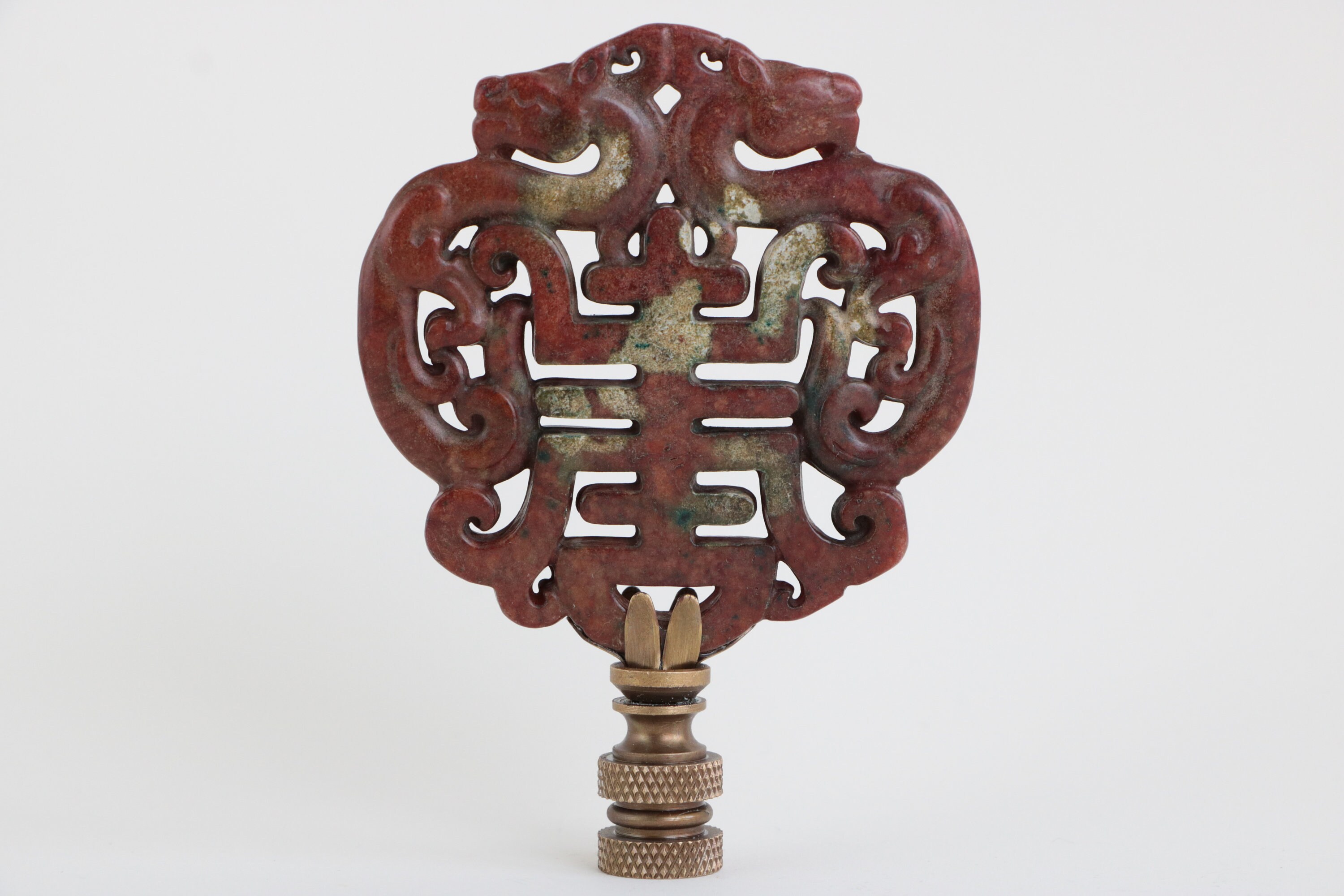 Chinese Long Life Symbol Carved Stone Lamp Finial - Asian Lamp Finial ...