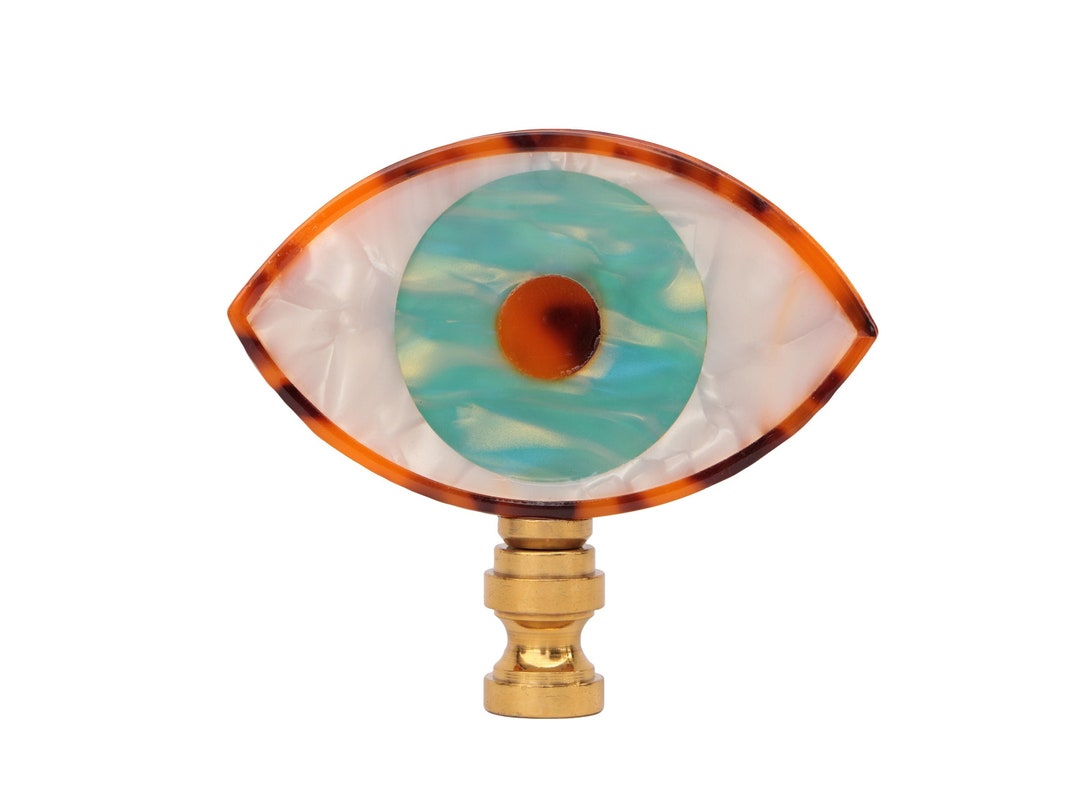 Blue Eye Lamp Finial on Brass Hardware - Evil Eye Style Lamp Topper - Etsy