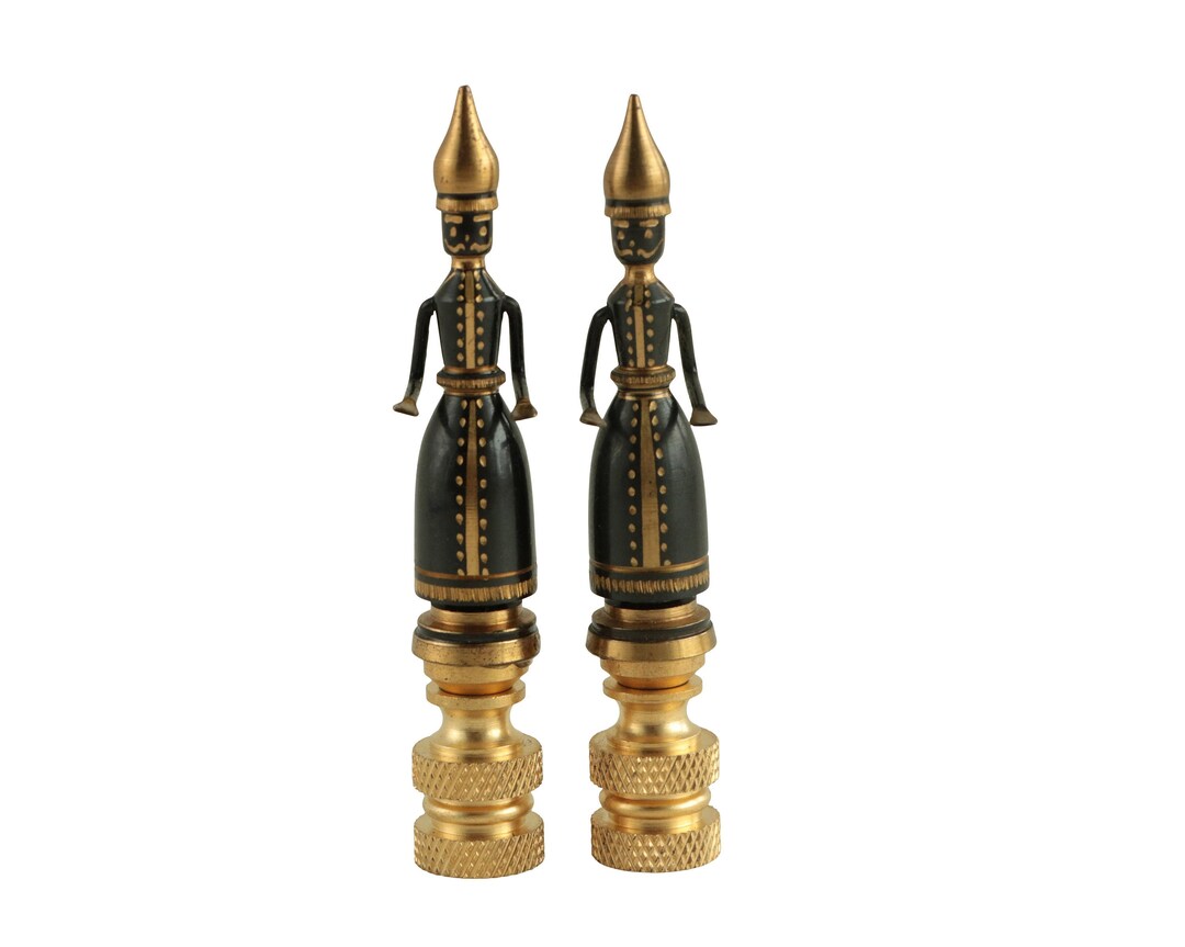 Mid-century Finial People Lamp Finials in Blackened Brass on Brass ...