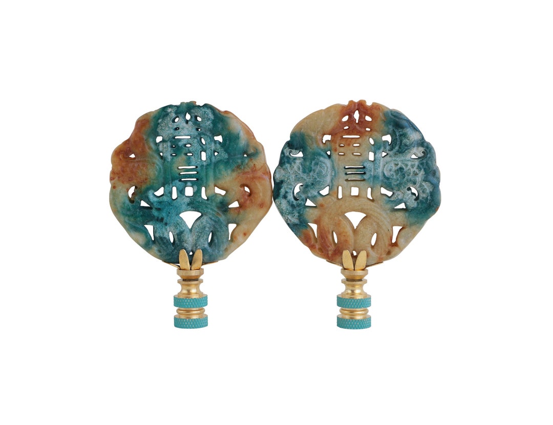 Chinese Variegated Stone Lamp Finials Asian Carved Stone Finials in ...