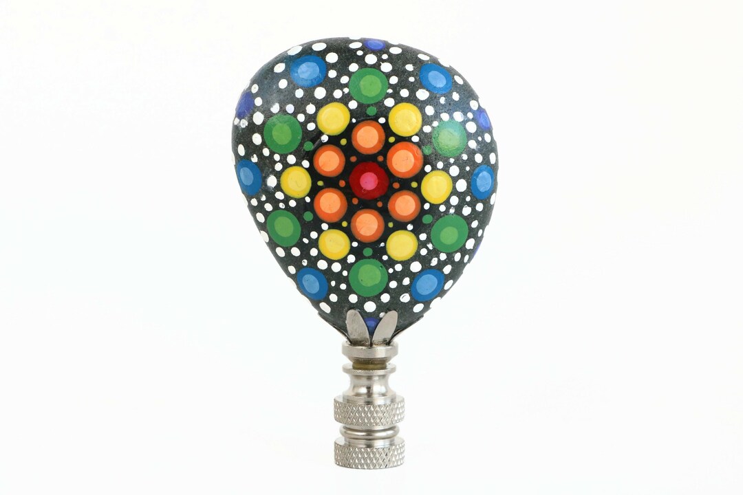 Rainbow Spotted Stone Lamp Finial on Chrome Hardware - Etsy