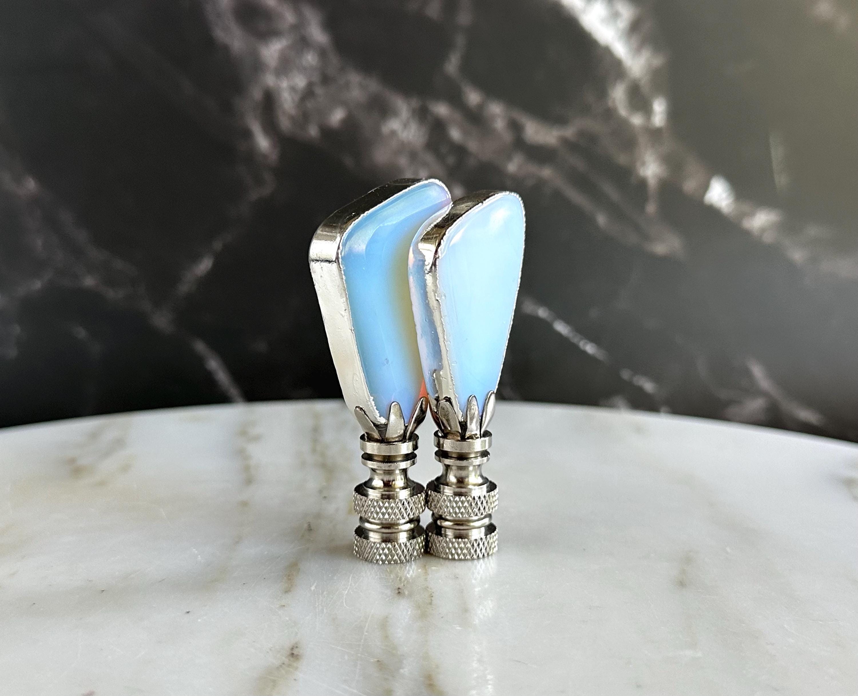 Silvered Opaline Glass Lamp Finials on Shiny Chrome Hardware - A Single ...
