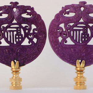 Asian Lamp Finials Chinese Calligraphy Symbols on Brass Hardware A ...