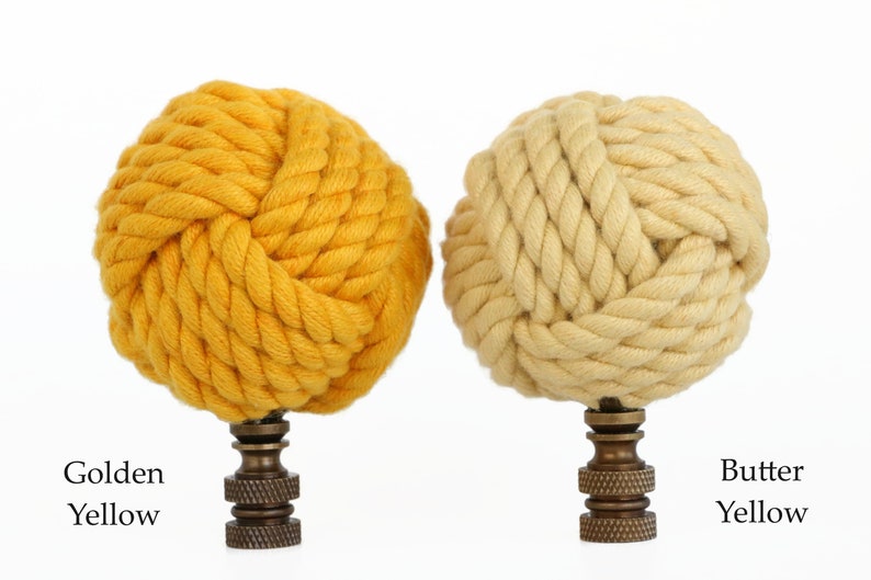 Nautical Knot Lamp Finial in Butter Yellow - Custom Coastal Lamp Topper ...