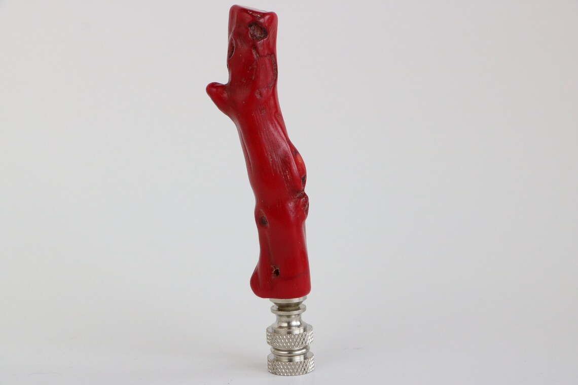 Red Coral Lamp Finials - Bamboo Coral Specimens on Chrome Hardware - A ...