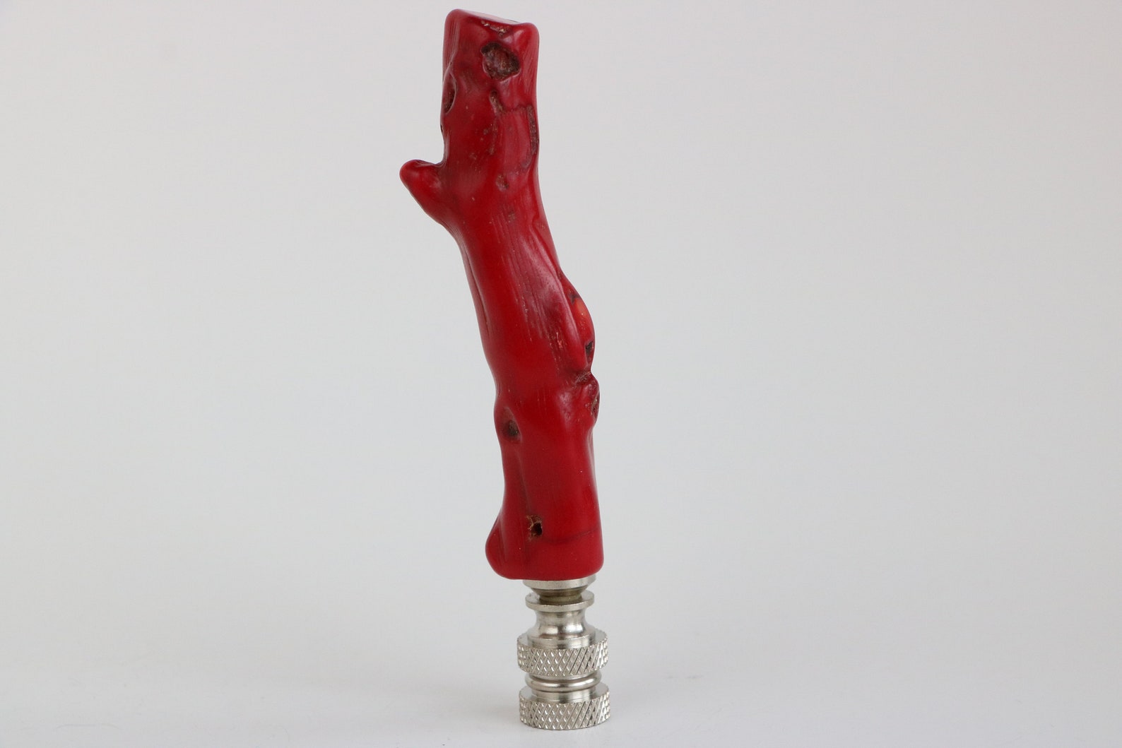Red Coral Lamp Finials - Bamboo Coral Specimens on Chrome Hardware - A ...