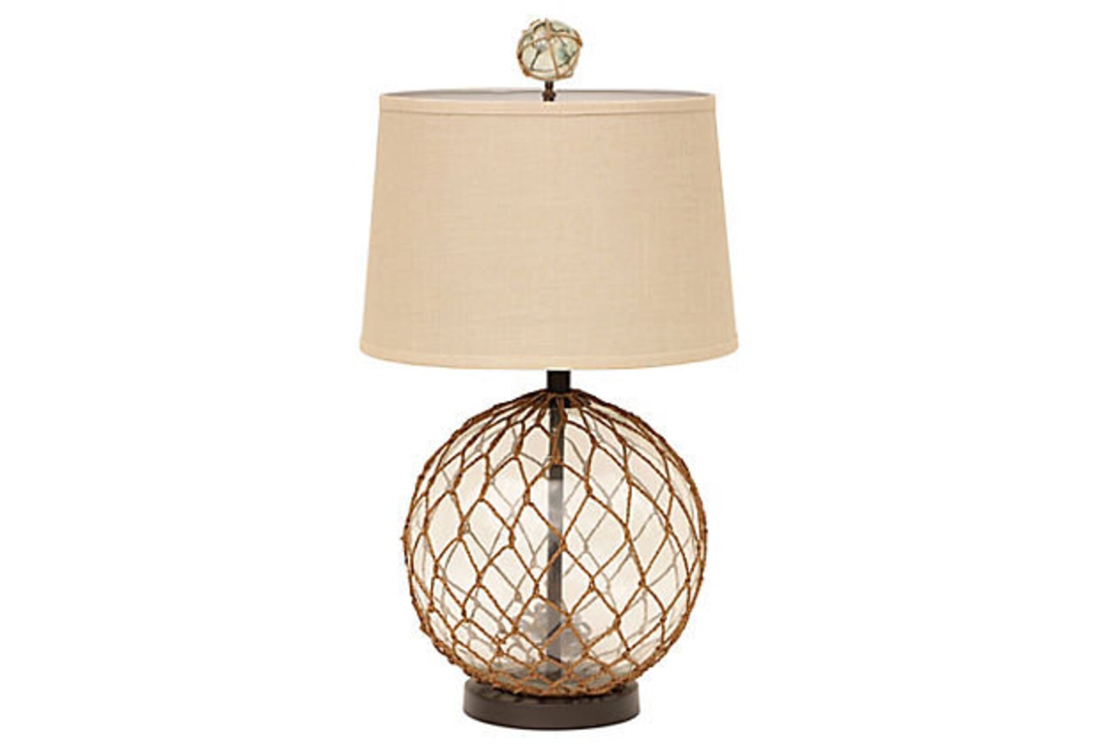 Netted Aqua Glass Lamp Finials on Bronze Hardware - A Single Lamp ...
