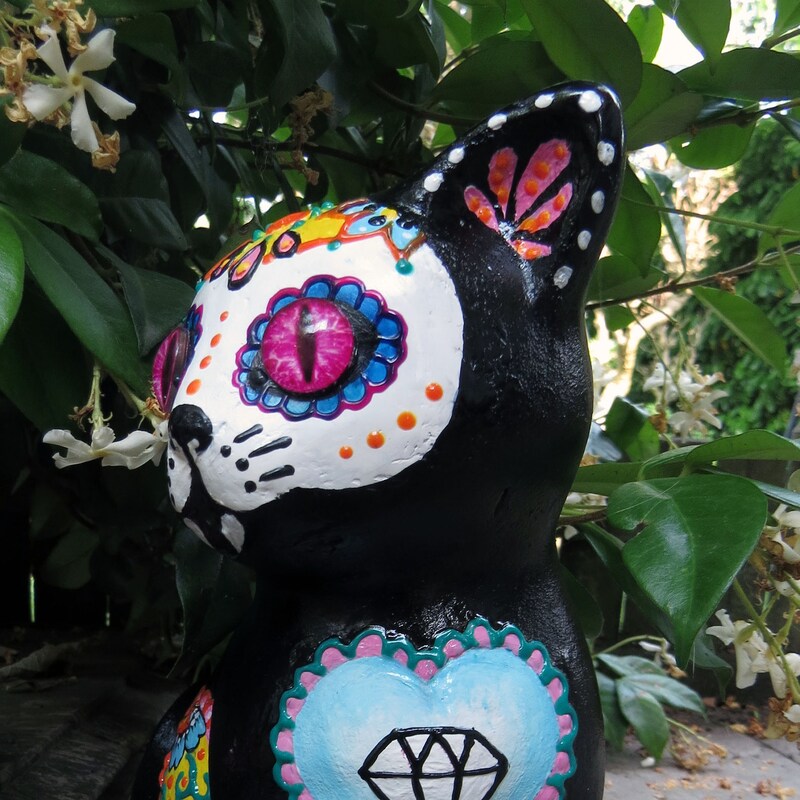 Day of the Dead Cat Statue - Etsy