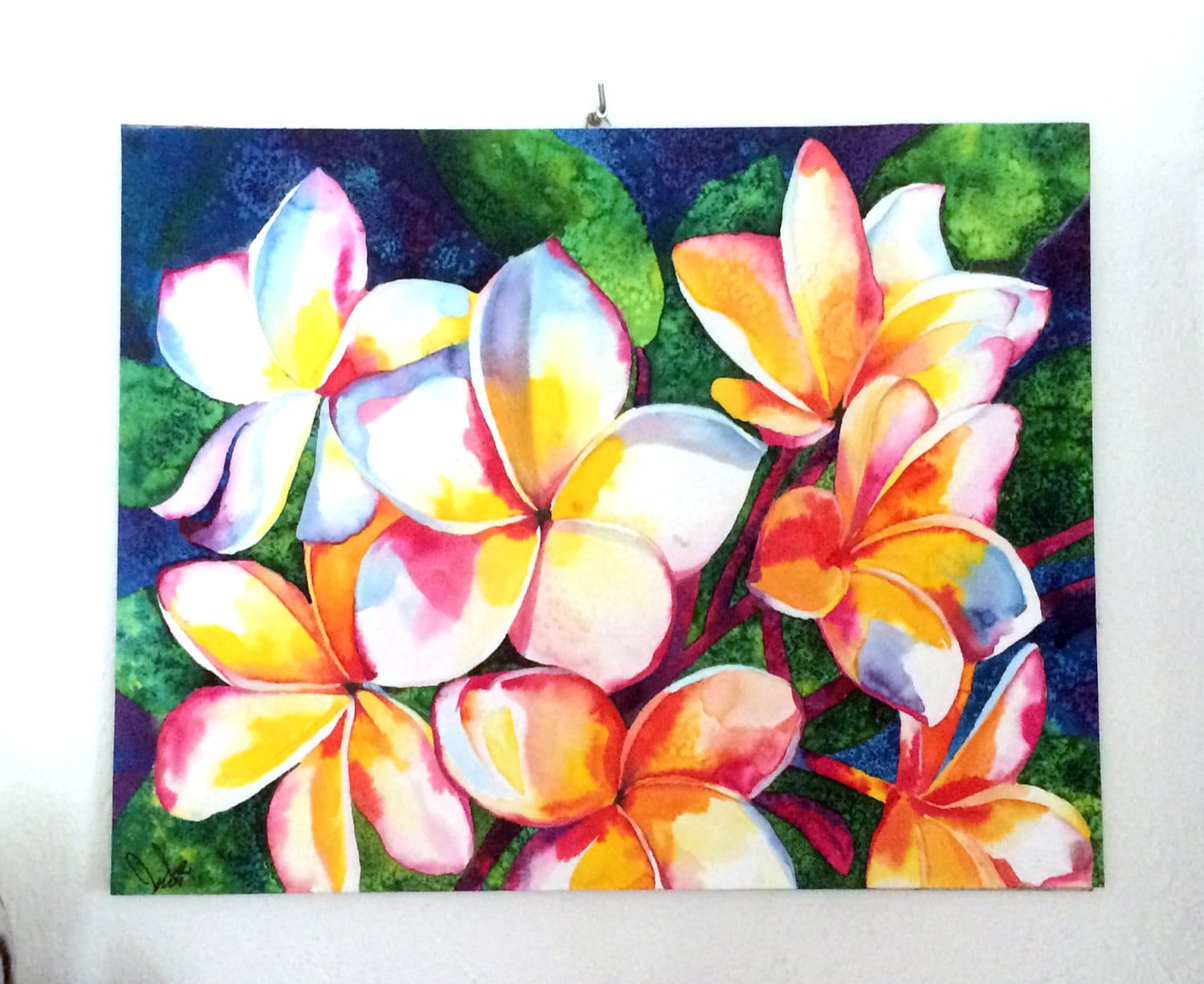 Frangipani Flowers Plumeria Painting Ecoline Draw - Etsy