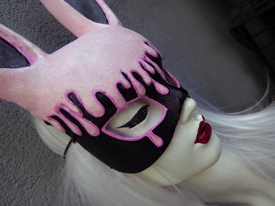 Milkshake Bunny Mask Pink Bunny Mask Rabbit Mask Pink Mask Paper Maché ...