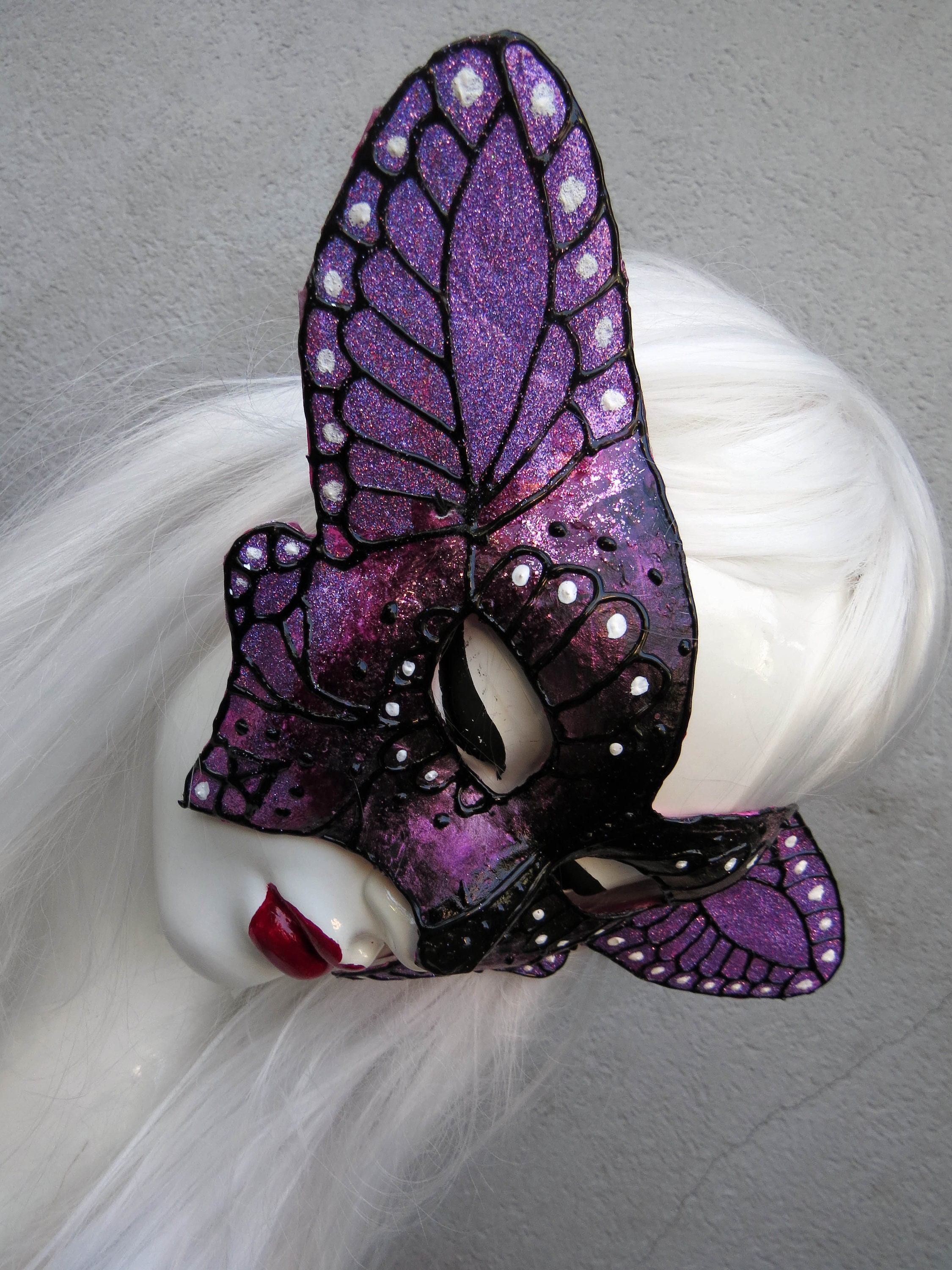 Butterfly Mask Pink Butterfly Paper Maché Mask Masquerade Burlesque ...