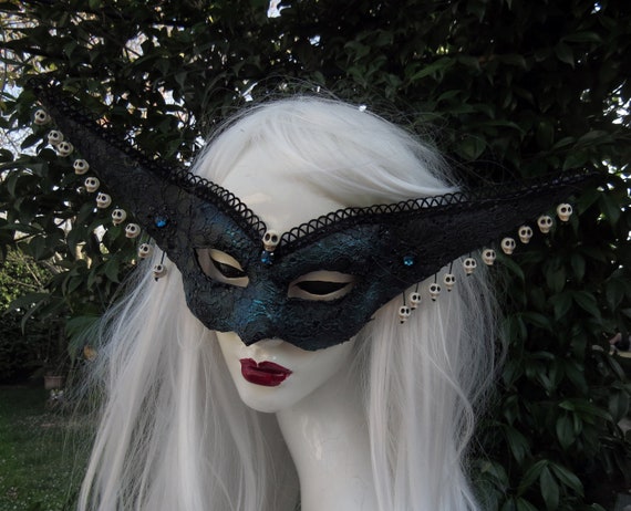 Witch Mask Skull . Lace Paper Maché Masks Burlesque - Etsy