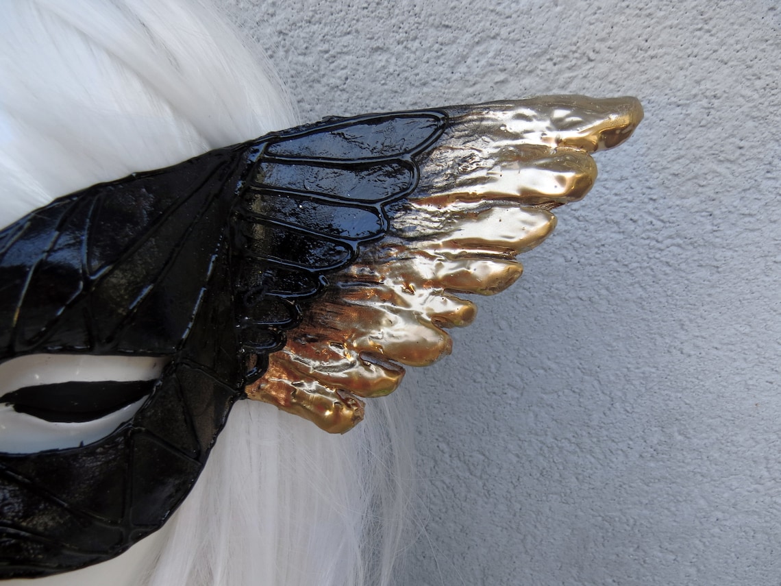Black Angel Mask - Angel Mask - Wings - Gold and Black - Paper-maché ...