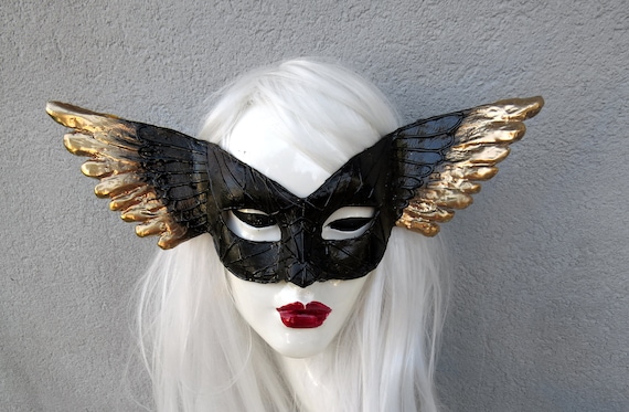 Black Angel Mask Angel Mask Wings Gold and Black | Etsy