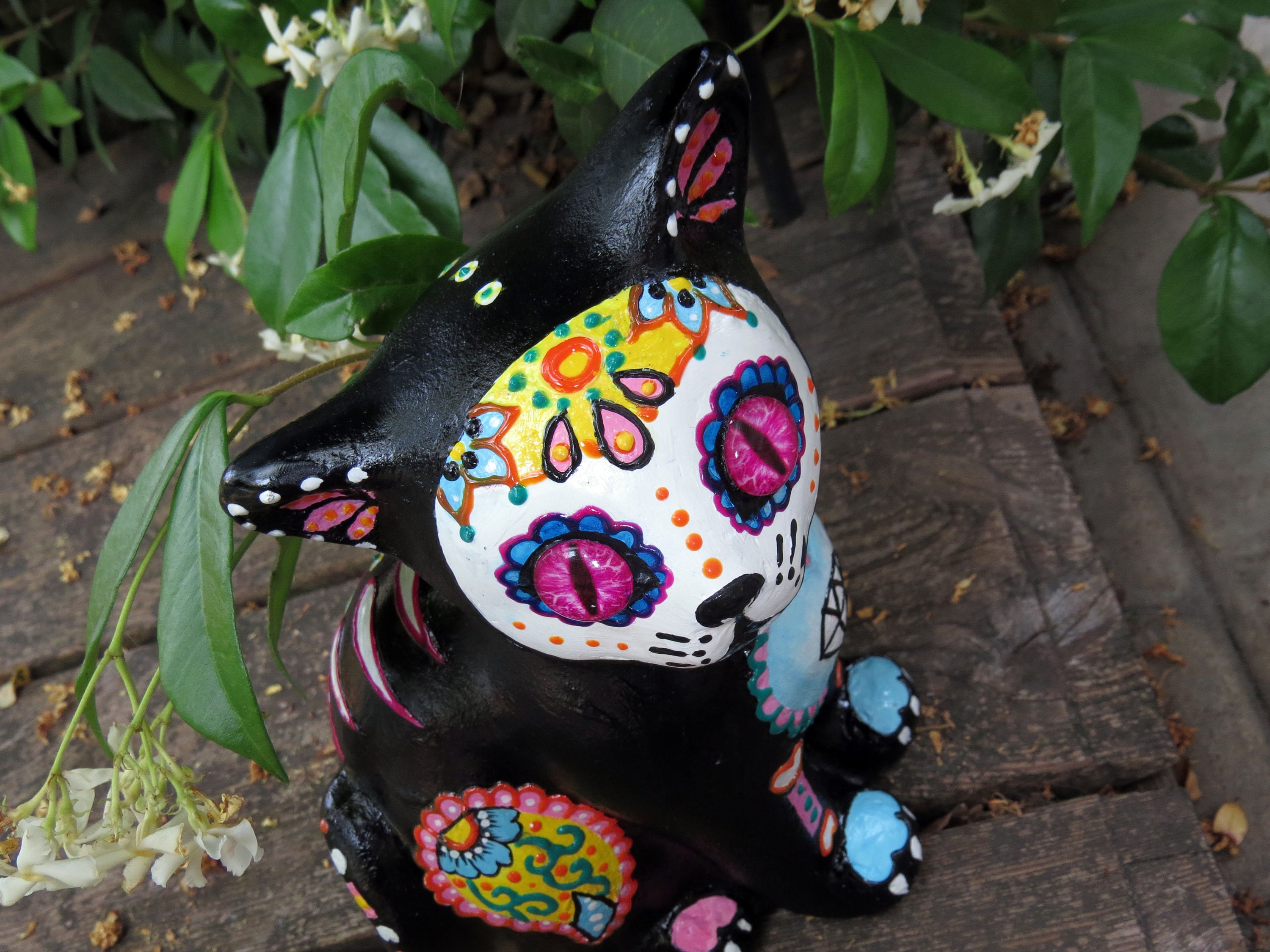 Cat Dia De Los Muertos Cat Statue Cat Art dia De Los Muertos Mexican ...
