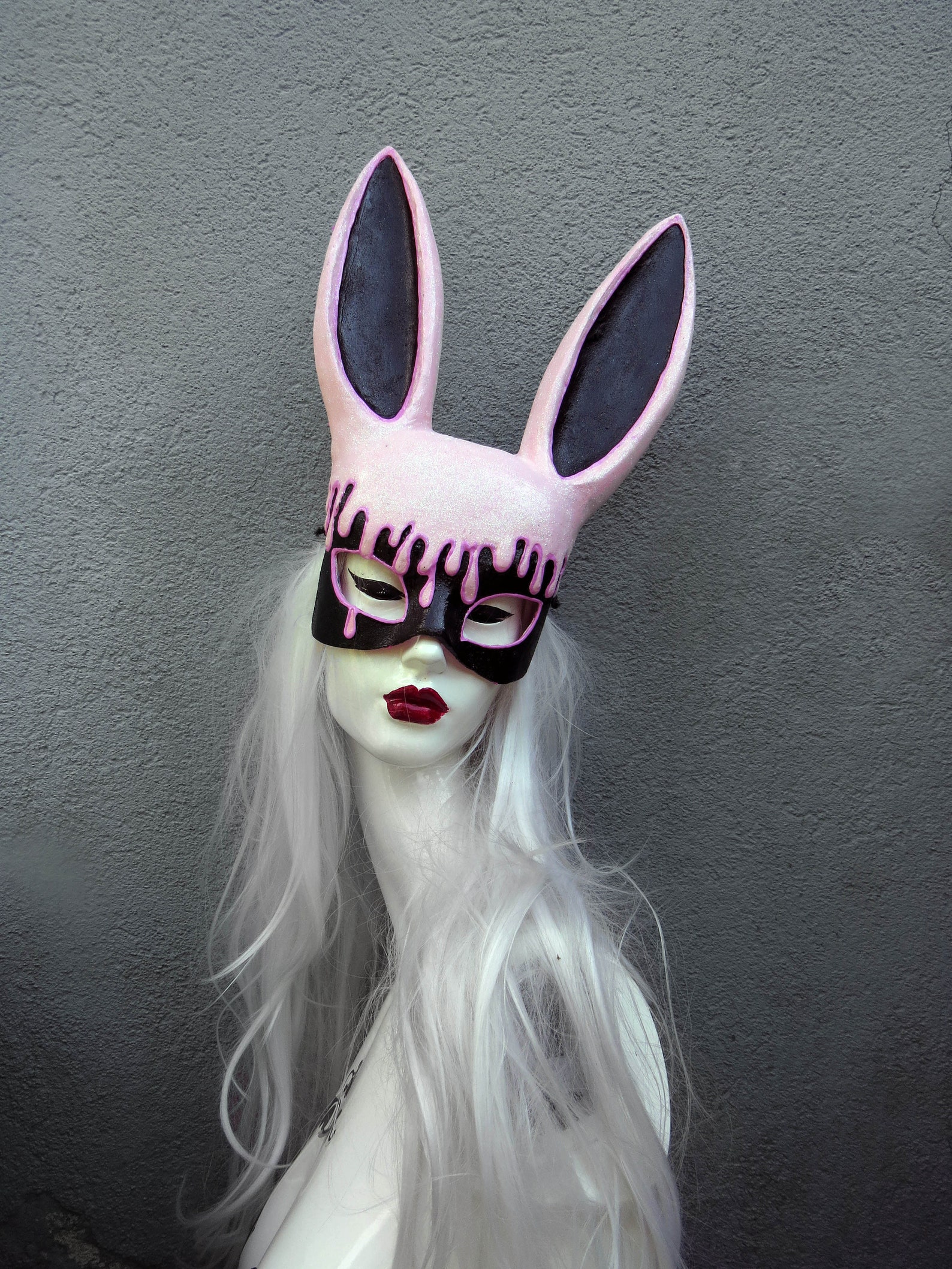 Milkshake Bunny Mask Pink Bunny Mask Rabbit Mask Pink Mask Paper Maché ...