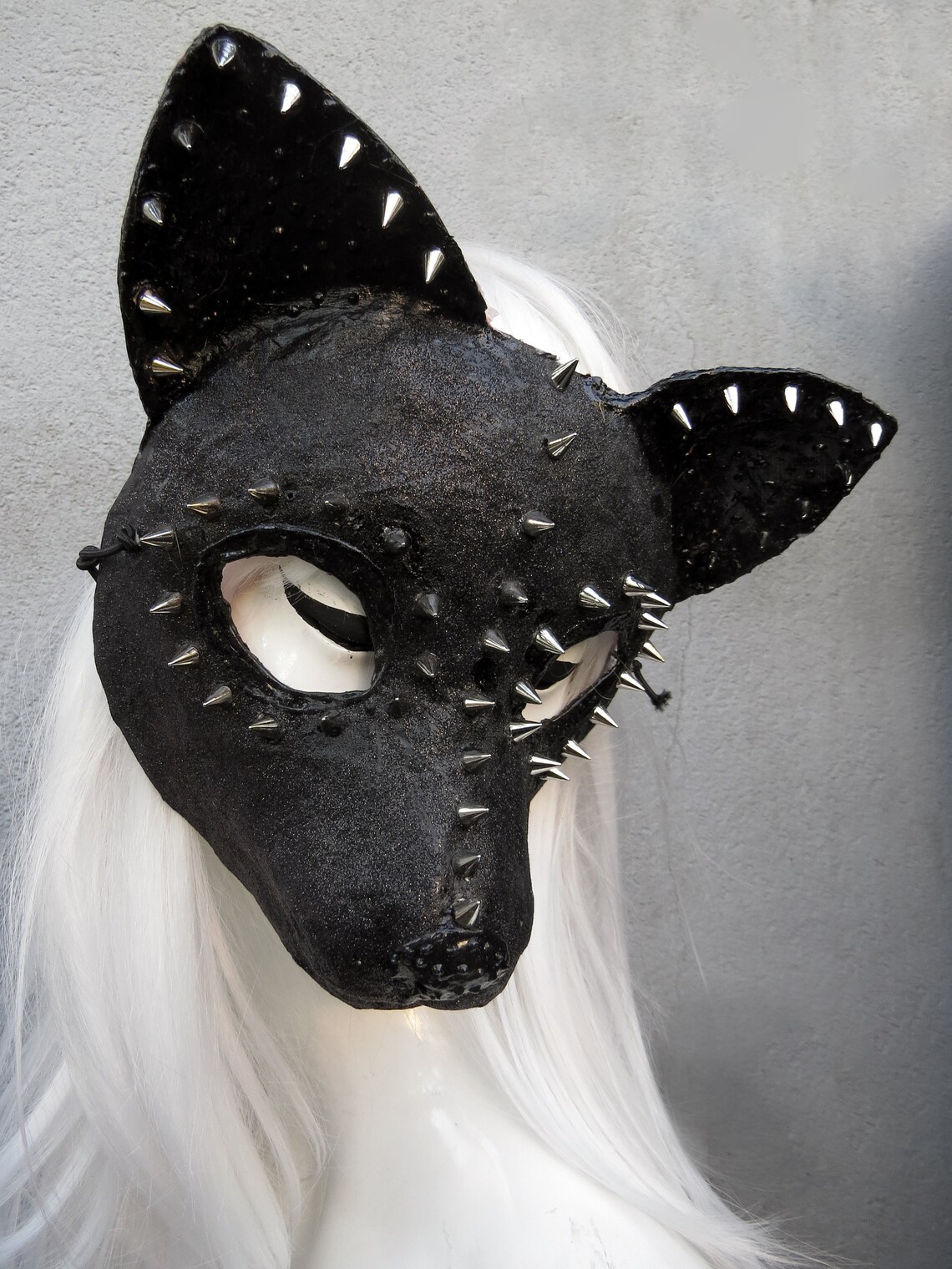 Black Wolf Mask - Wolf Mask - Black Glitter - Studs Mask - Studs - Dog ...
