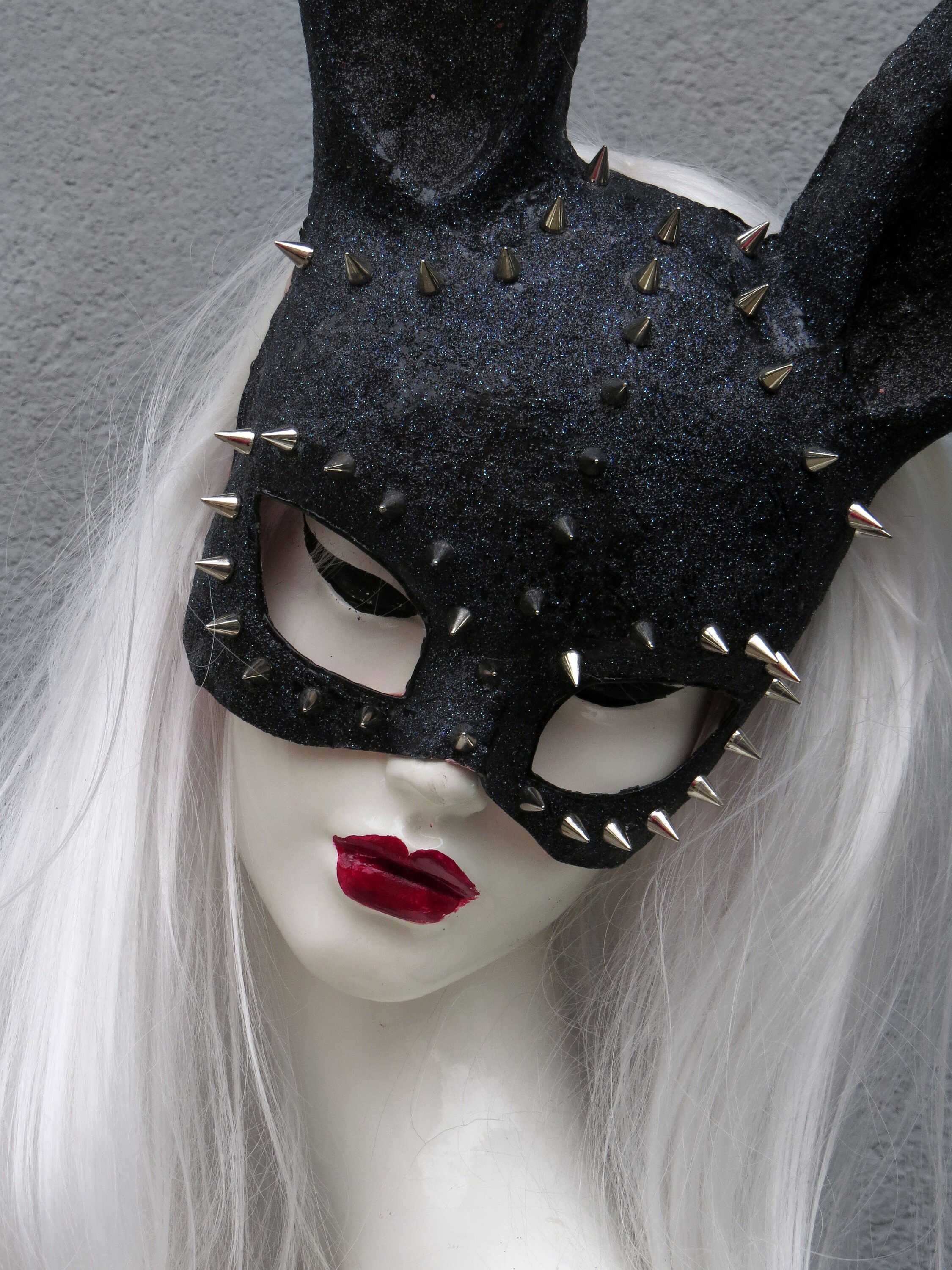 Spike Bunny Mask Studs Spike balck Blue Bunny blue Night Rabbit Mask ...