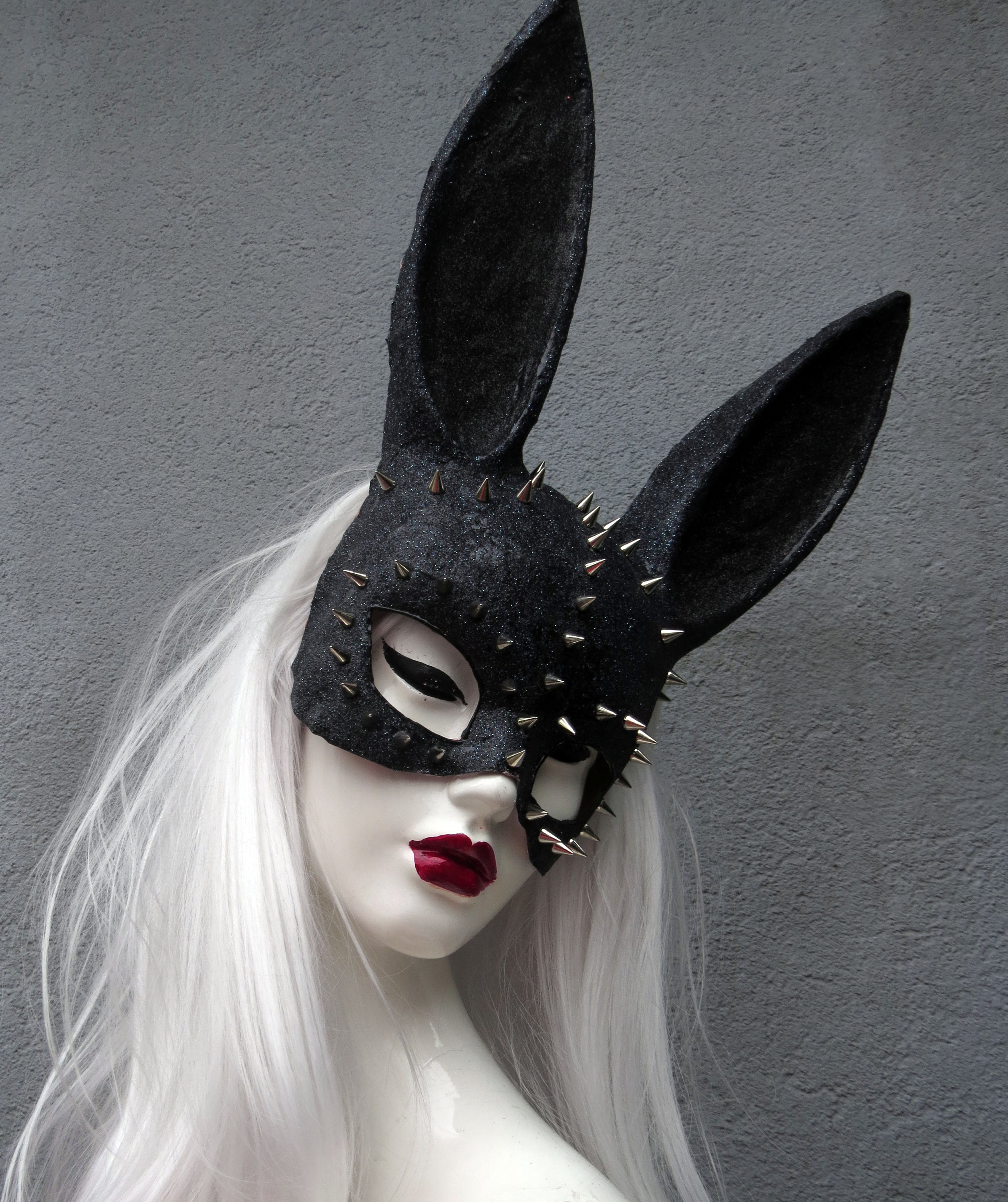 Spike Bunny Mask Studs Spike balck Blue Bunny blue Night Rabbit Mask ...
