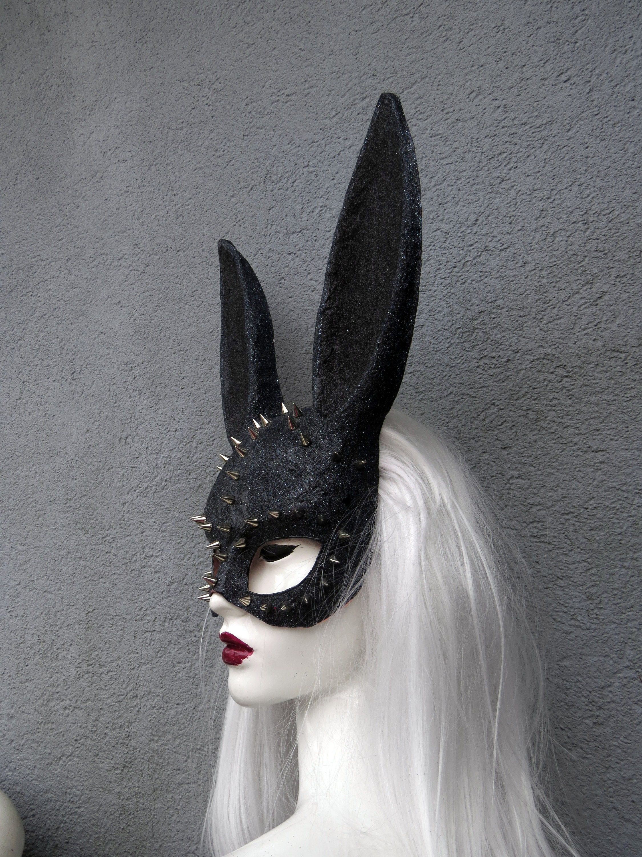 Spike Bunny Mask Studs Spike balck Blue Bunny blue Night Rabbit Mask ...