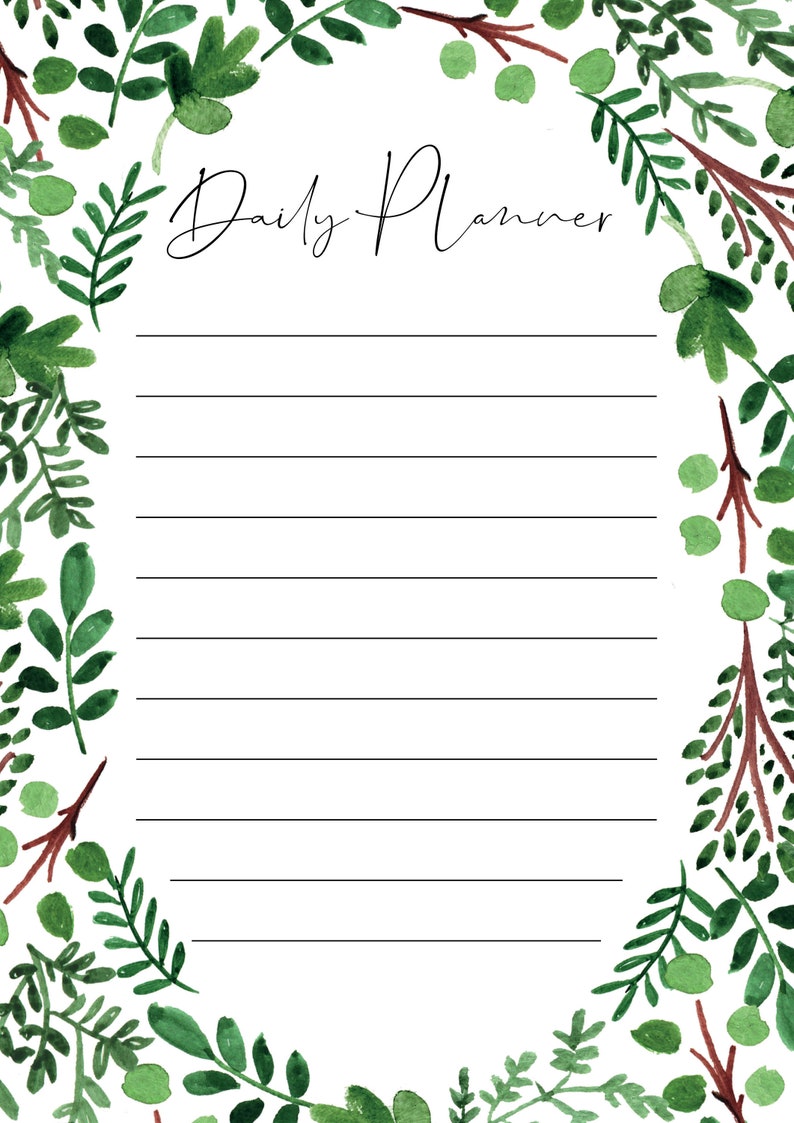 Botanical Daily Planner Printable - Etsy