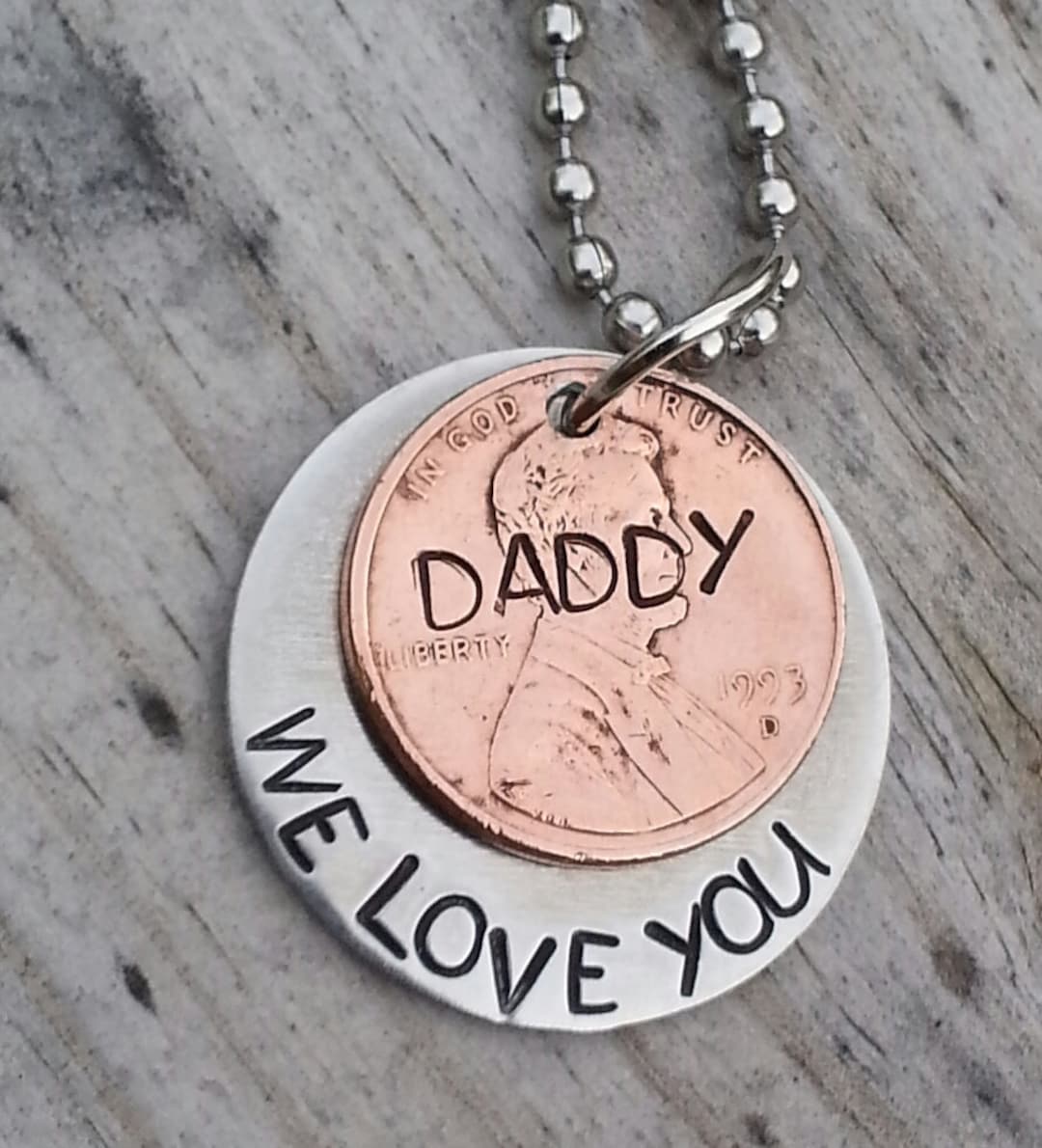 Fathers Day Necklace,daddy Penny,personalized Daddy Pendant,dad ...