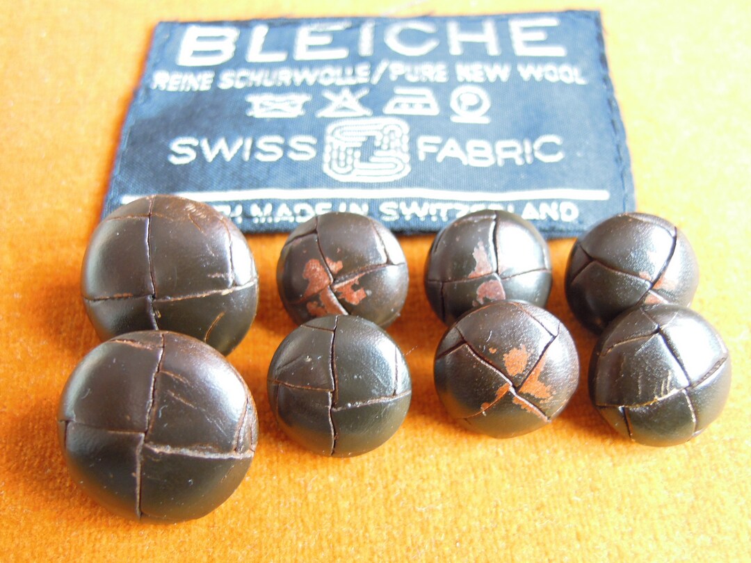 Set of 8 Vintage Retro Brown Leather Tweed Football Buttons D20mm and ...