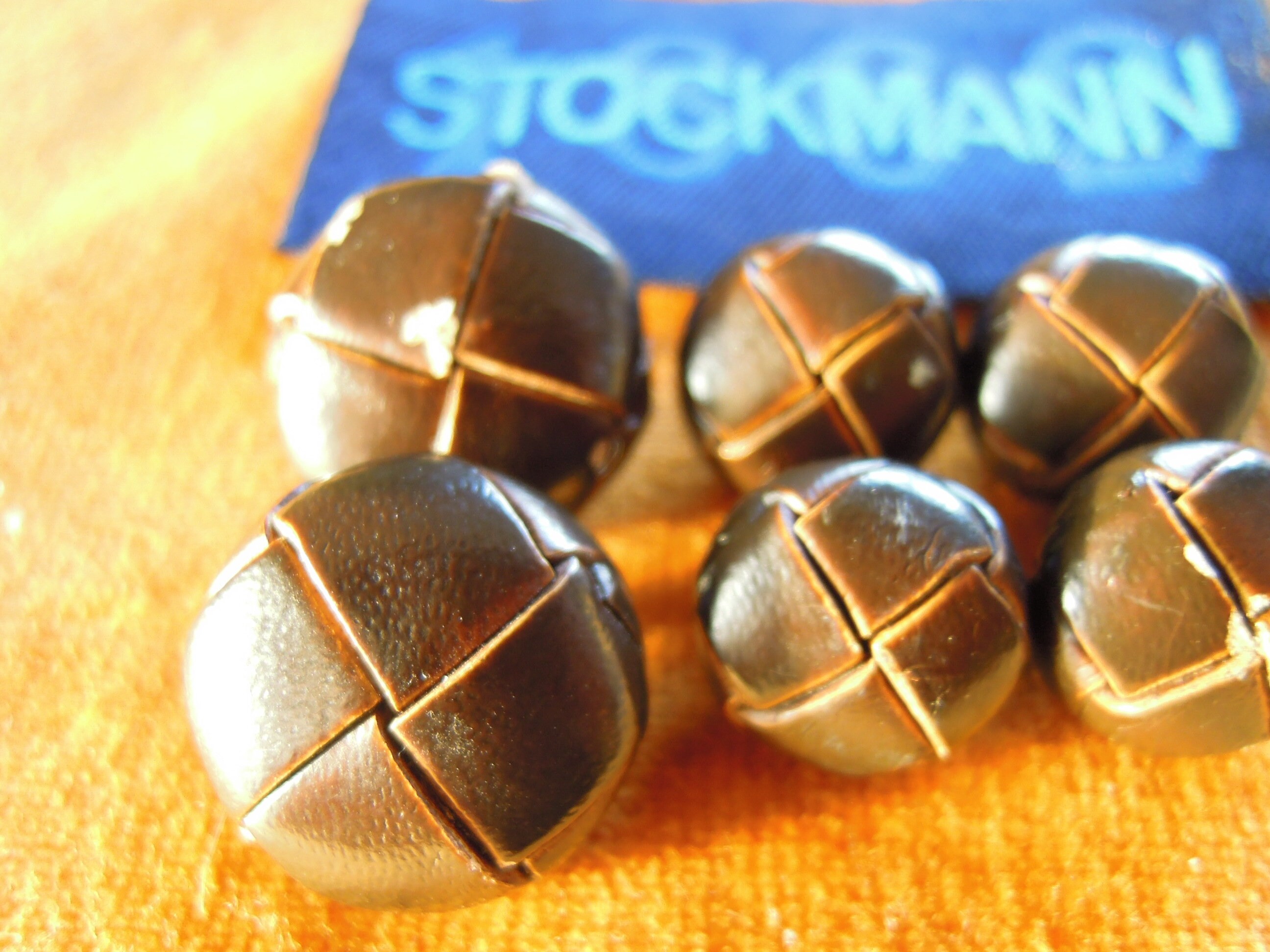 Set of 6 Vintage Retro Brown Leather Football Buttons D21mm and D16mm # ...