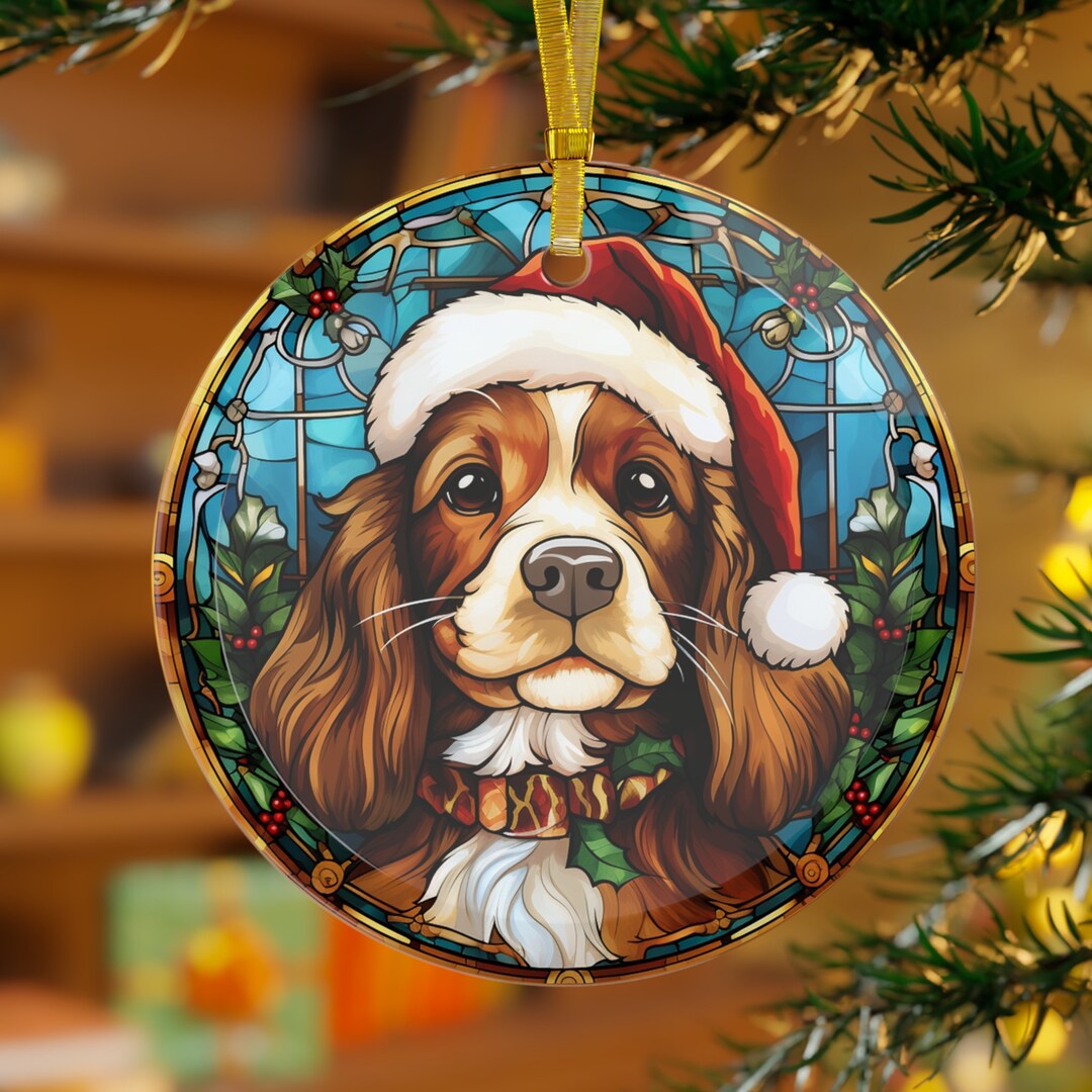 Spaniel Ornament, Spaniel Glass Christmas Ornament, Stained Glass ...