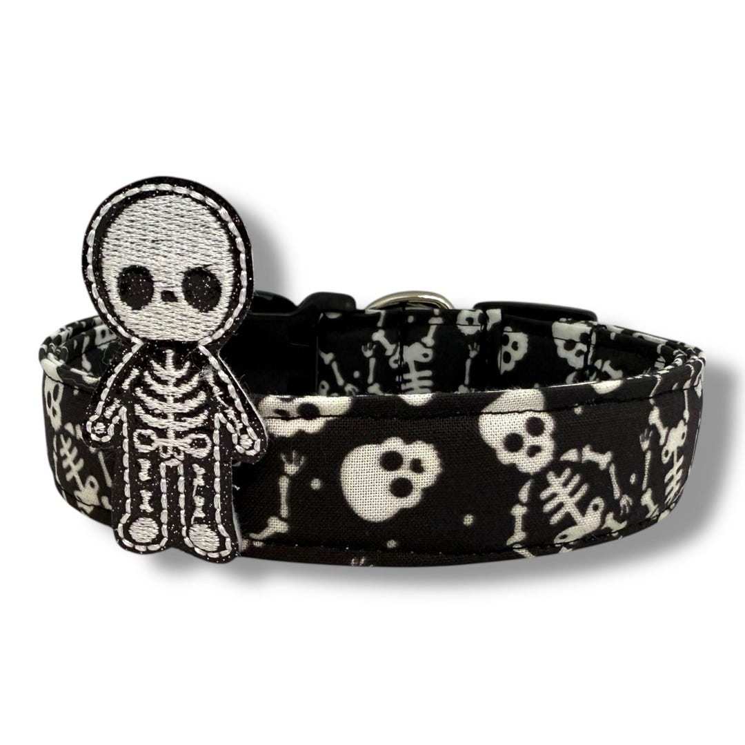 Halloween Dog Collar, Skeleton Dog Collar, Skull Dog Collar, Halloween ...